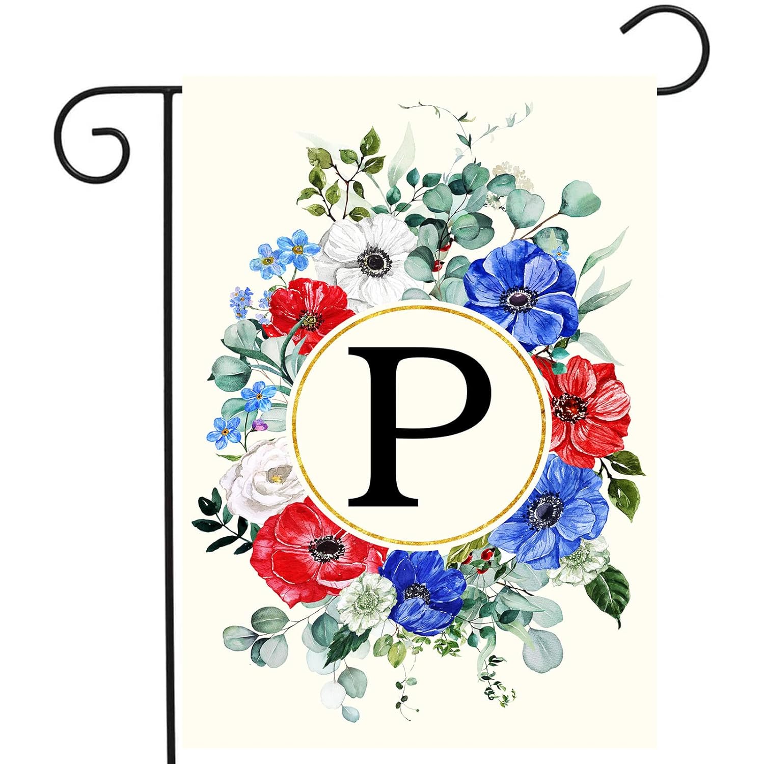 Monogram Letter P Garden Flag Patriotic Initial Outdoor Flags 4th of ...