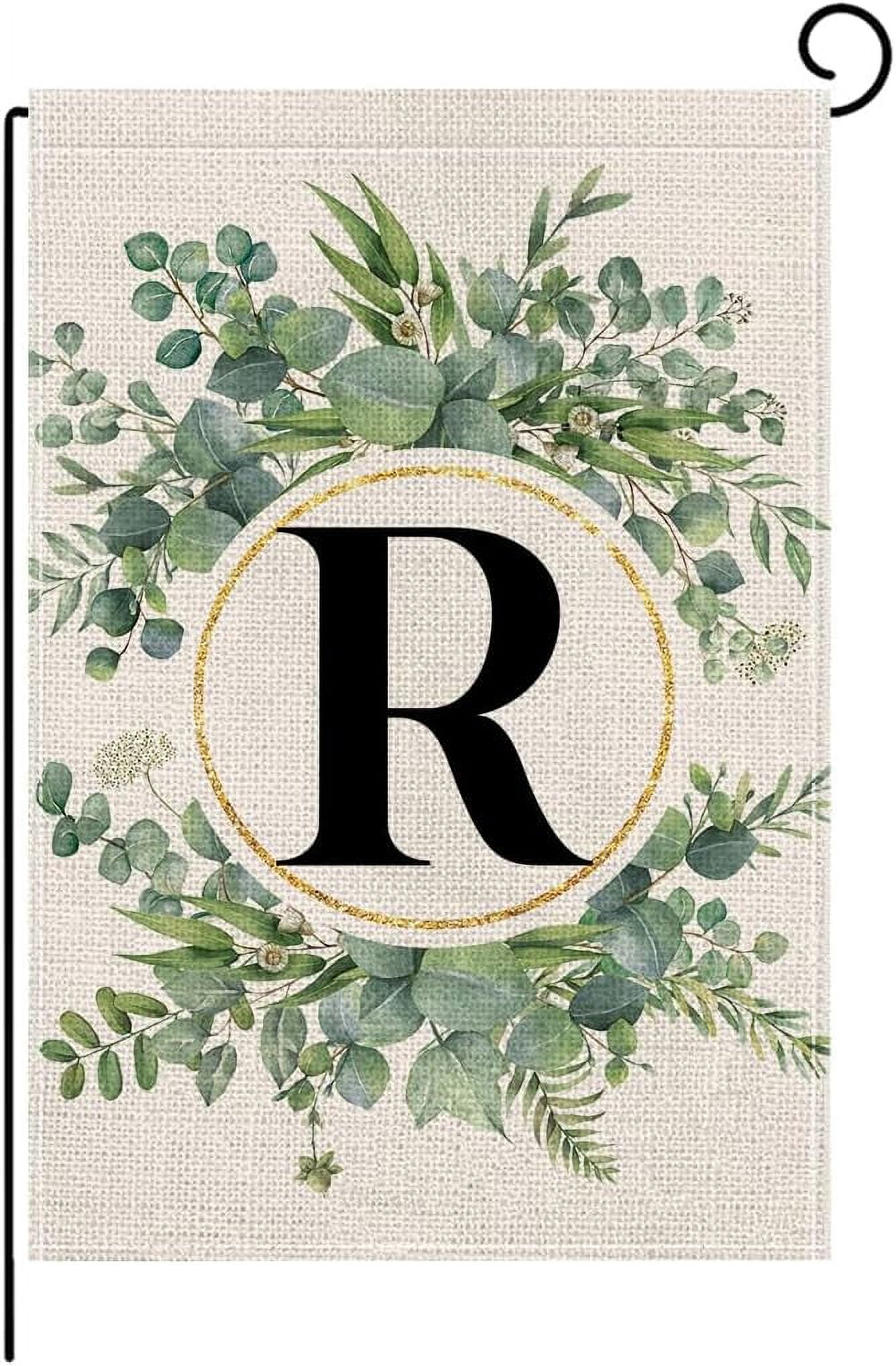 Monogram Letter R Floral Garden Flag Double Sided Outside Outdoor ...