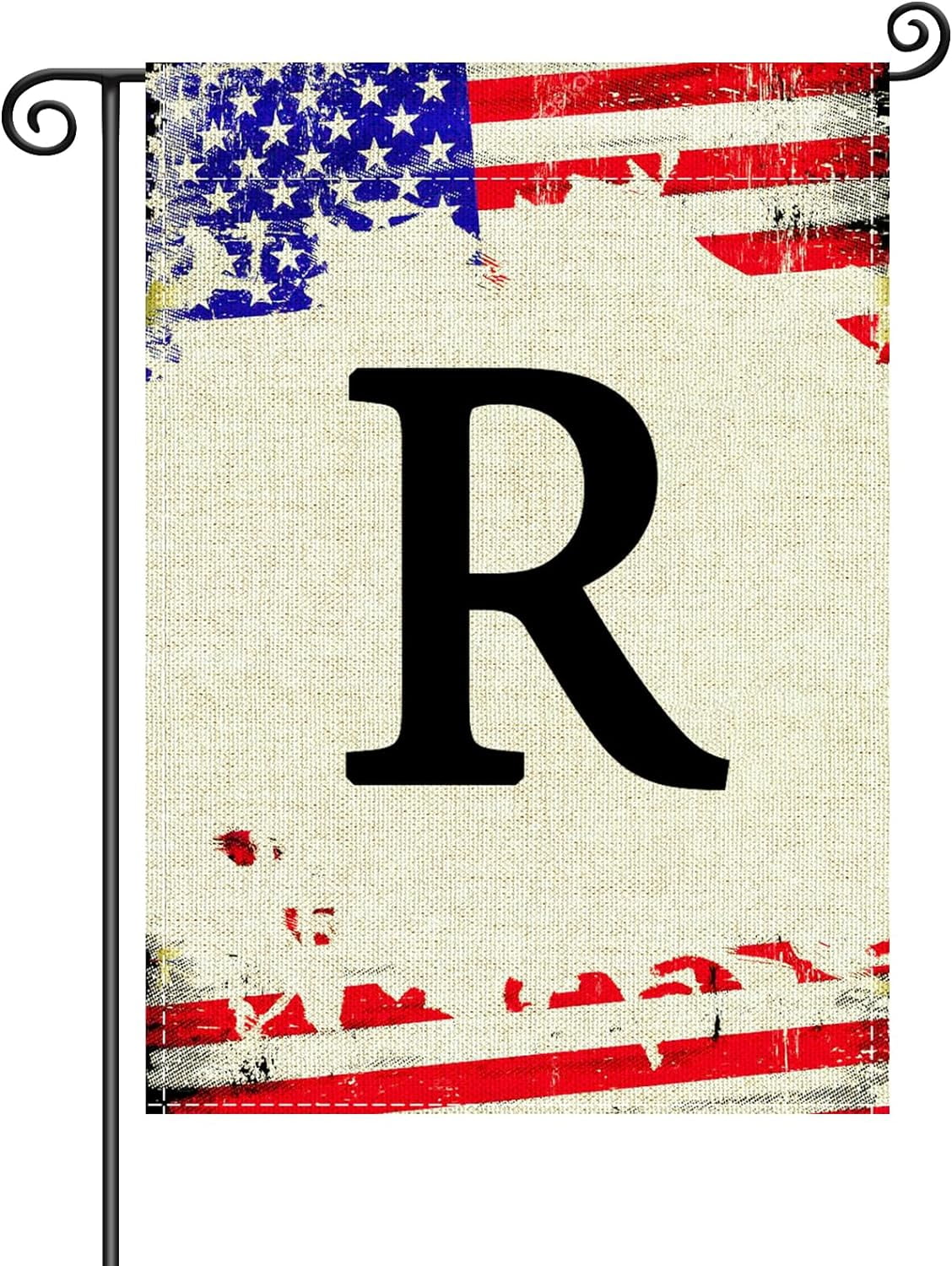 Monogram Letter R Garden Flags, 4th of July Patriotic Memorial Day ...