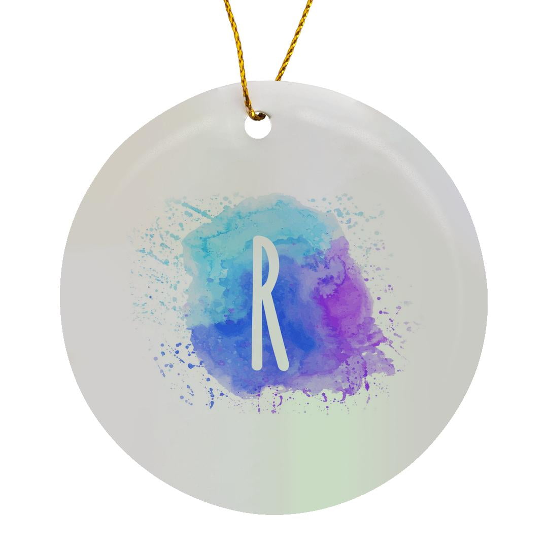 3drose, Monogram Letter R Inside a Teal, Blue, and Purple Paint Splash ...