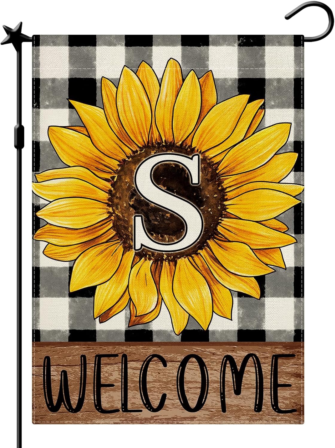 Monogram Letter S Garden Flag, Sunflower Garden Flag Family Last Name ...