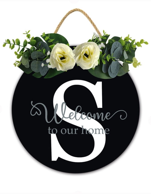 Monogram Letter S Last Name Front Door Welcome Wreath, 26 Letter ...