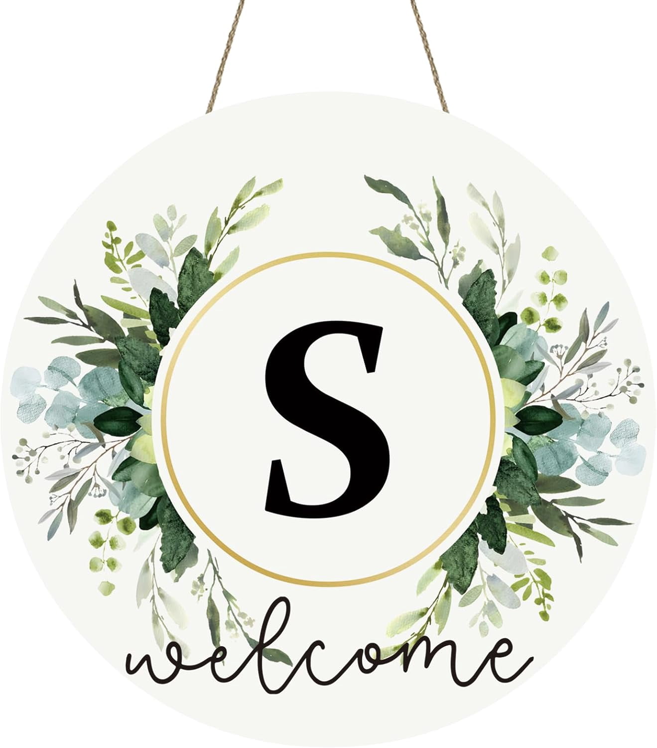 Monogram Letter S Wooden Welcome Sign For Front Door Decor Floral ...