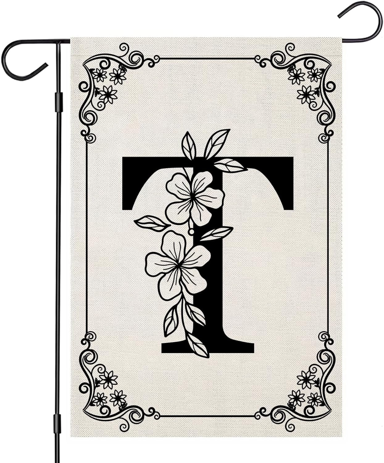 Monogram Letter T Garden Flags for Outside,Classic Family Last Name ...