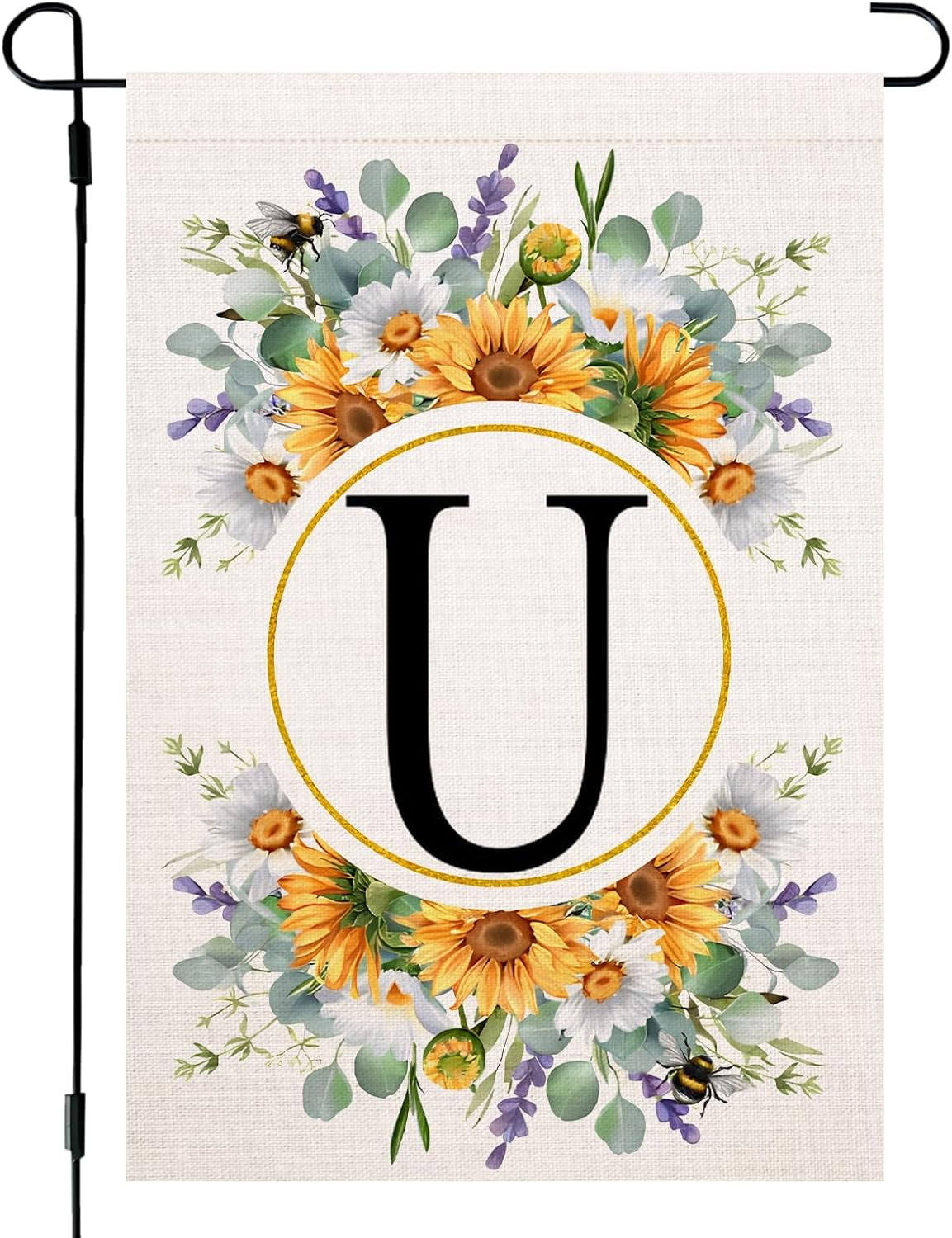 Monogram Letter U Garden Flag Summer Sunflower Double Sided Family Last ...