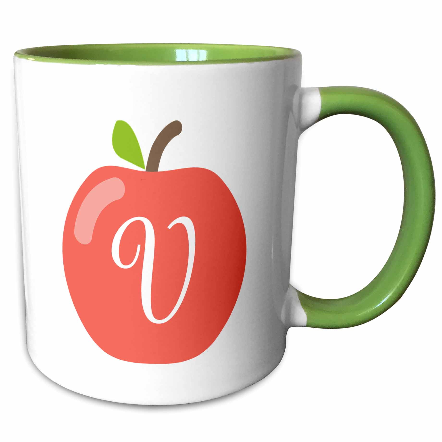 3drose, Monogram Letter V Inside a Red Apple on a White Background ...