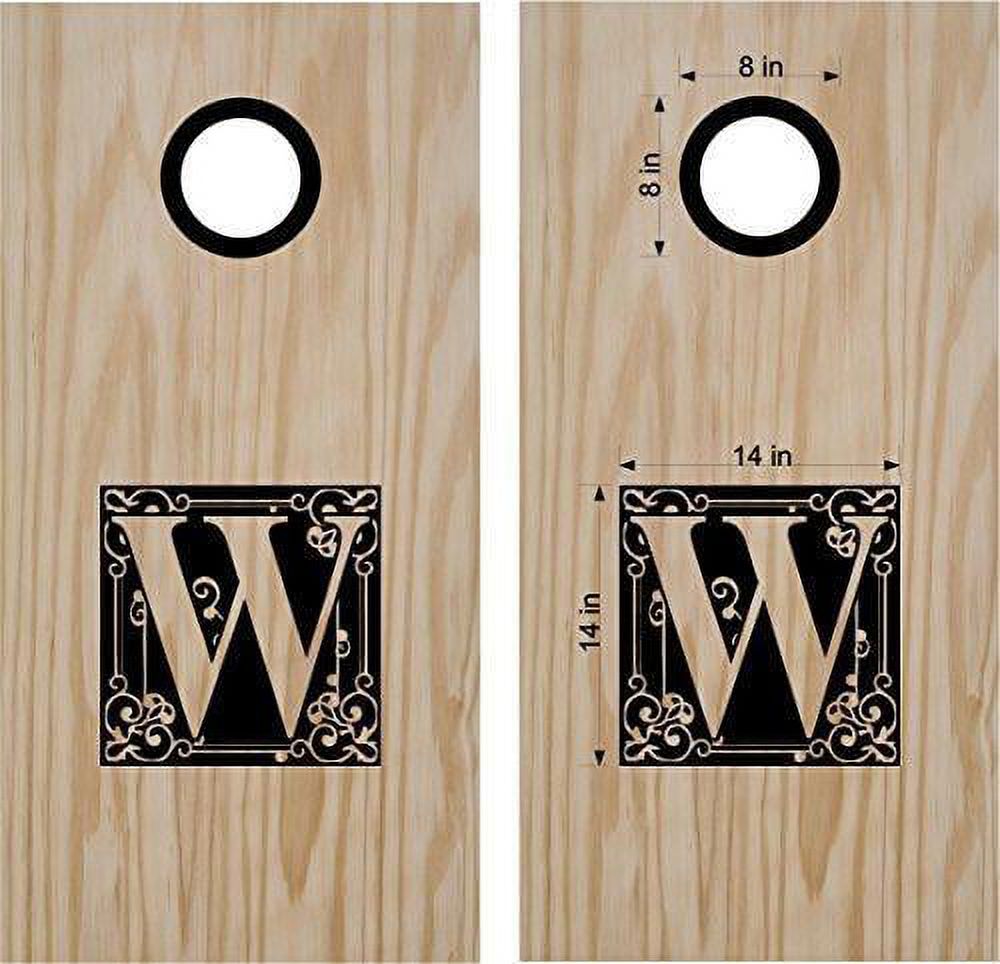 Monogram Letter W Family Name Cornhole Board Decals Stickers - Extra ...
