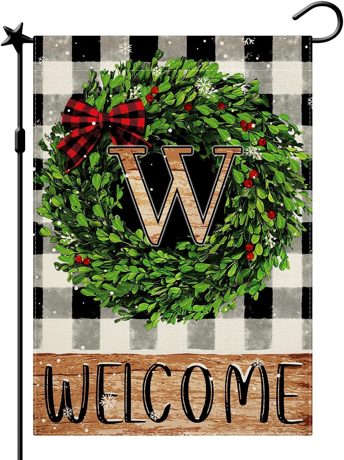 Monogram Letter W Garden Flag, Winter Garden Flag Family Last Name ...