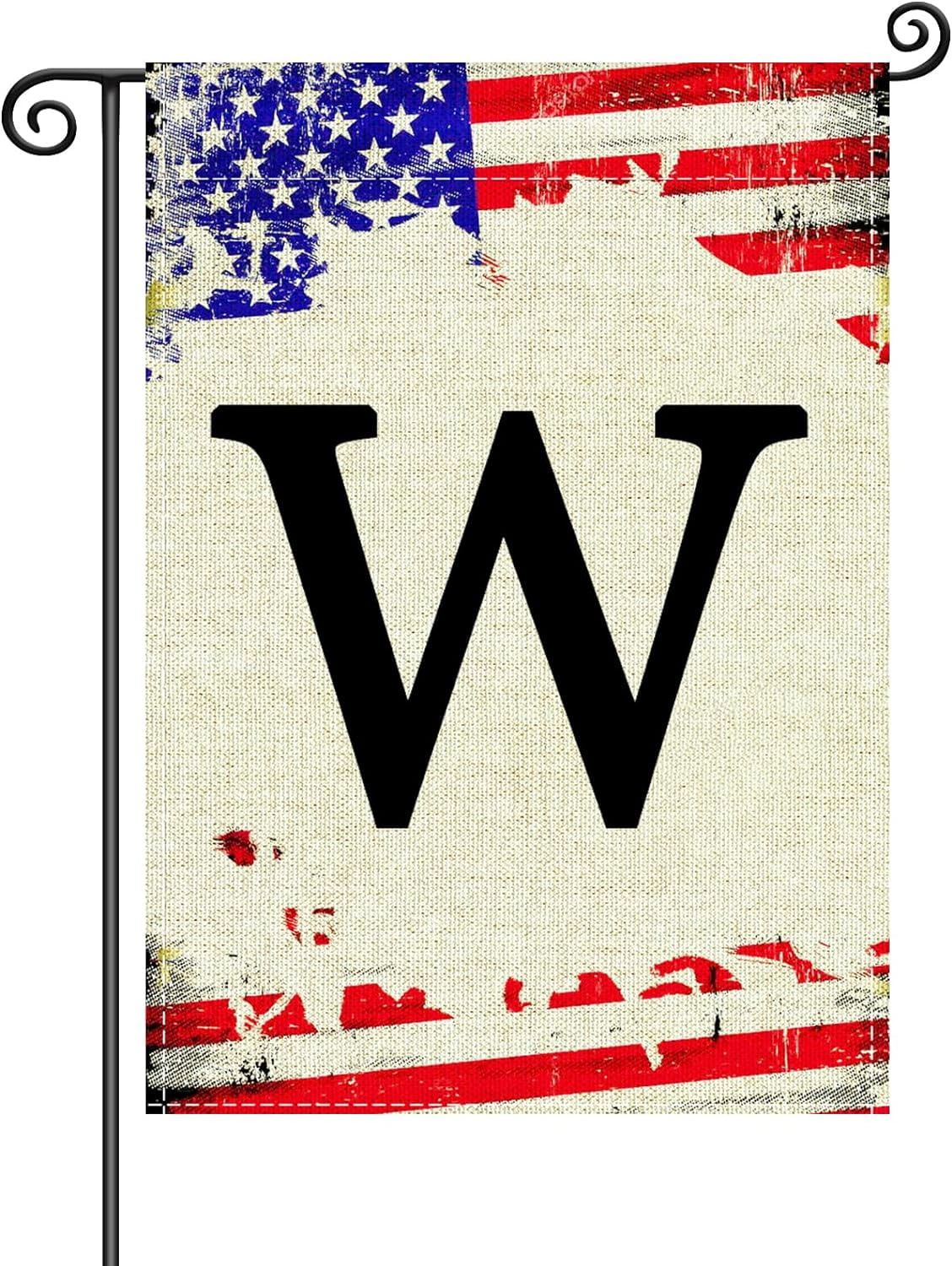 Monogram Letter W Garden Flags, 4th of July Patriotic Memorial Day ...
