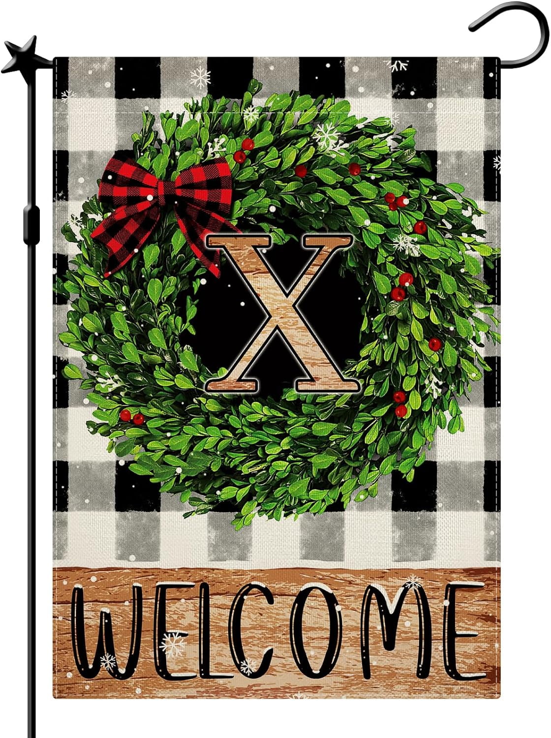 Monogram Letter X Garden Flag, Winter Garden Flag Family Last Name ...
