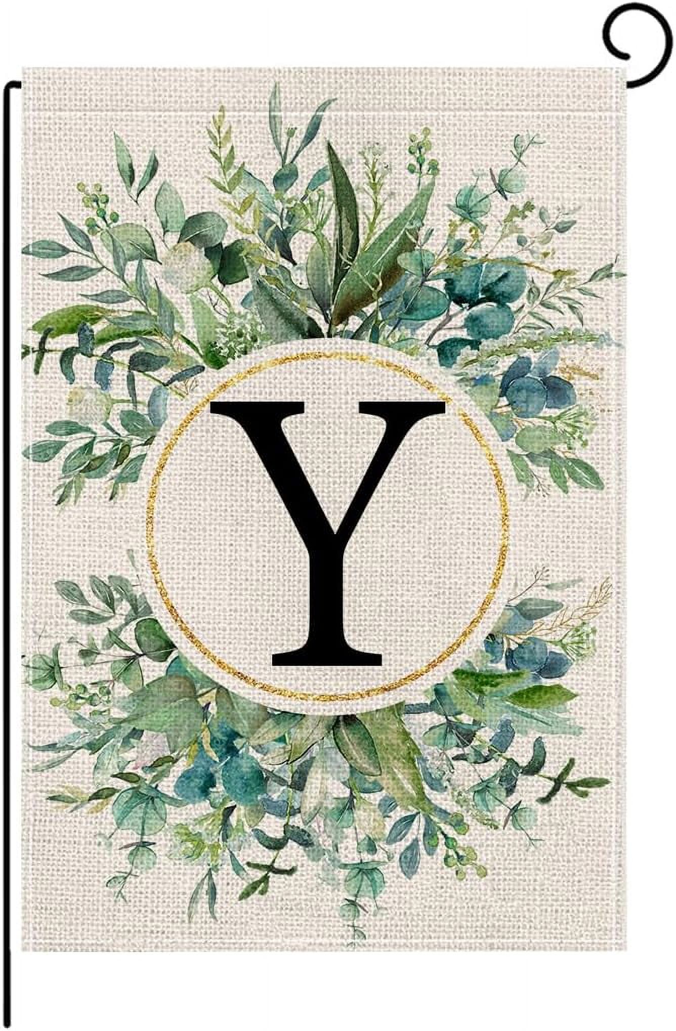 Monogram Letter Y Floral Garden Flag Double Sided For Outside Small ...