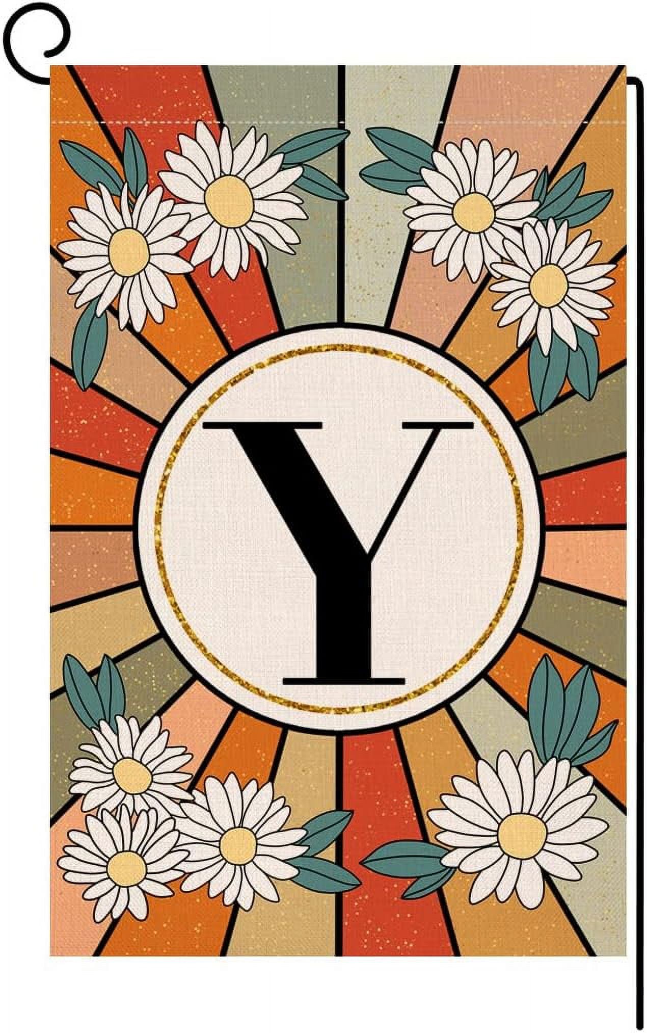 Monogram Letter Y Garden Flag Summer Daisy Vertical Double Sided Spring ...