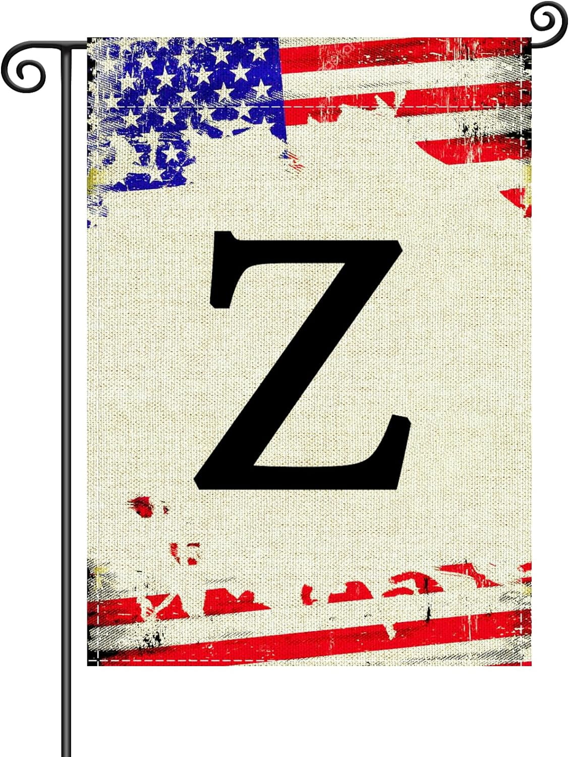 Monogram Letter Z Garden Flags, 4th of July Patriotic Memorial Day ...