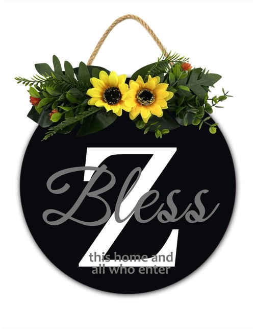 Monogram Letter Z Last Name Front Door Welcome Wreath, 26 Letter ...