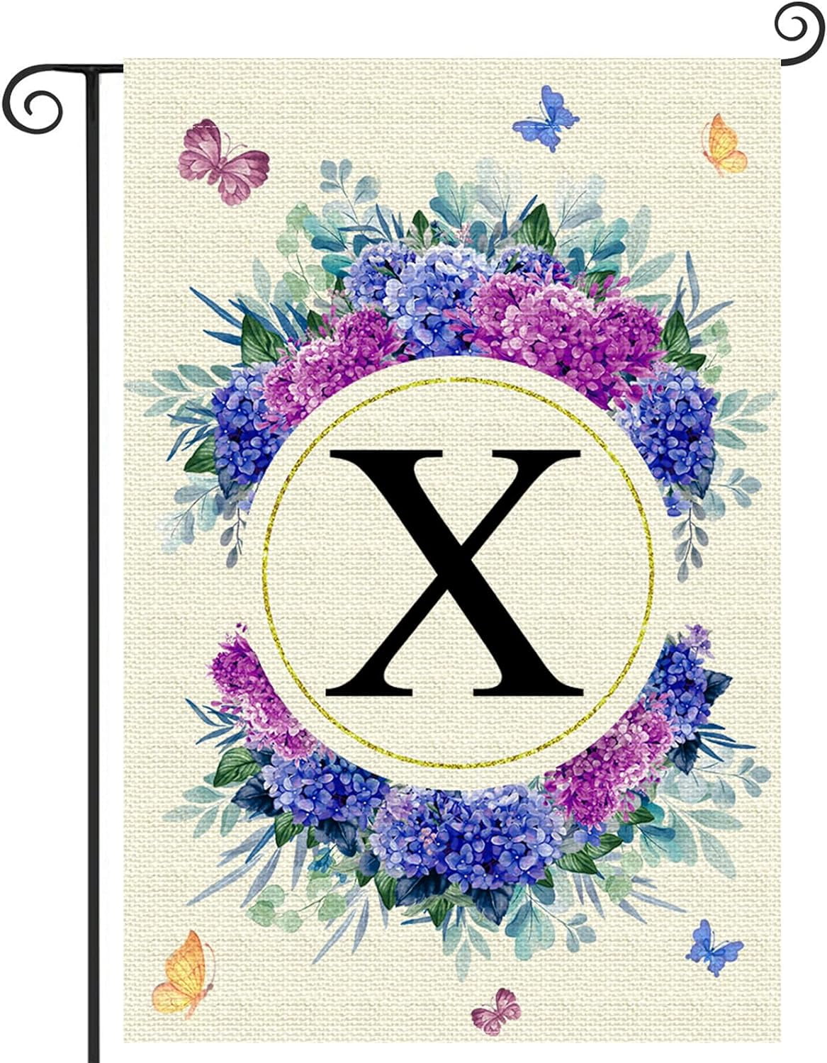 Monogram LetterxGarden Flag Floral Front Porch Flag Welcome Burlap ...