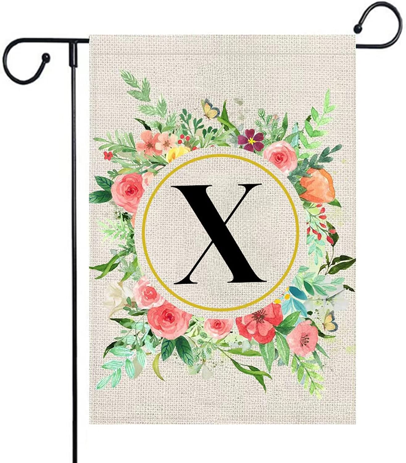 Monogram LetterxSummer Welcome Garden Flags 12x18 Inch Double Sided ...