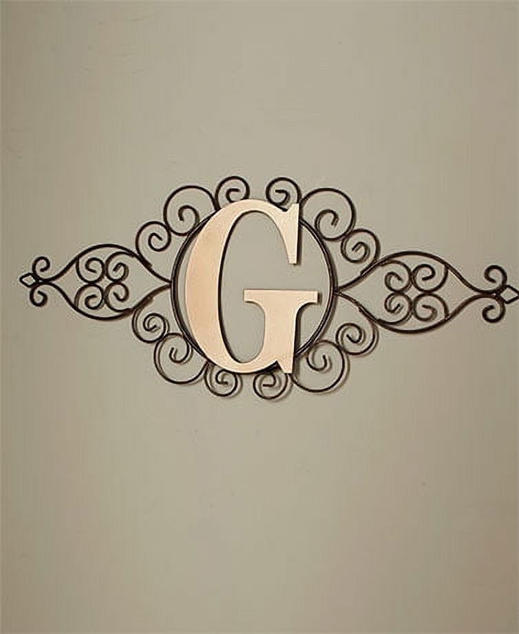 Monogram Metal Wall Art Scrolled Rustic Finish Home Decor Letter Hung ...