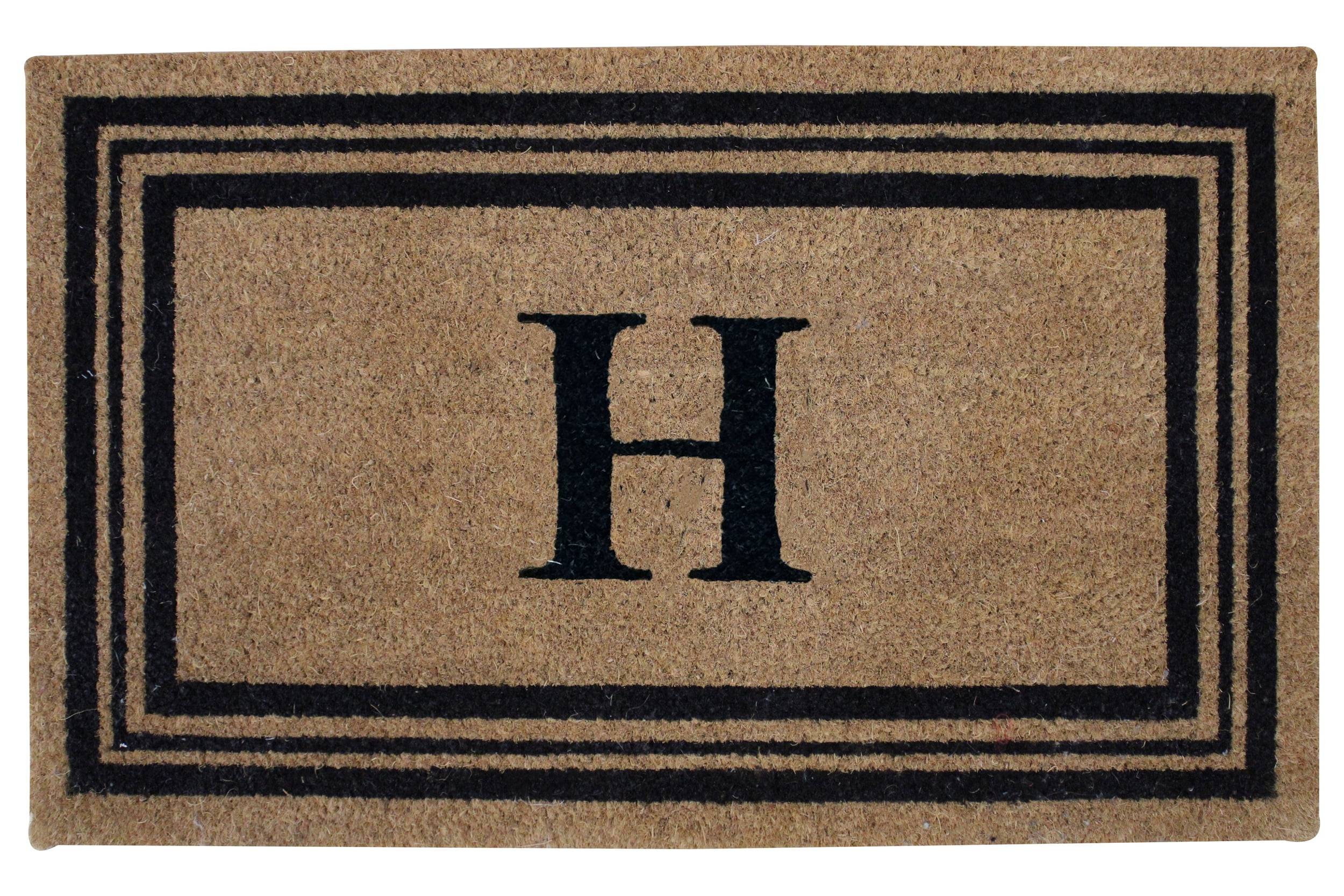 Monogram Printed Coir Fiber Doormat 18x28 Non-Slip Rug, Durable Outdoor ...