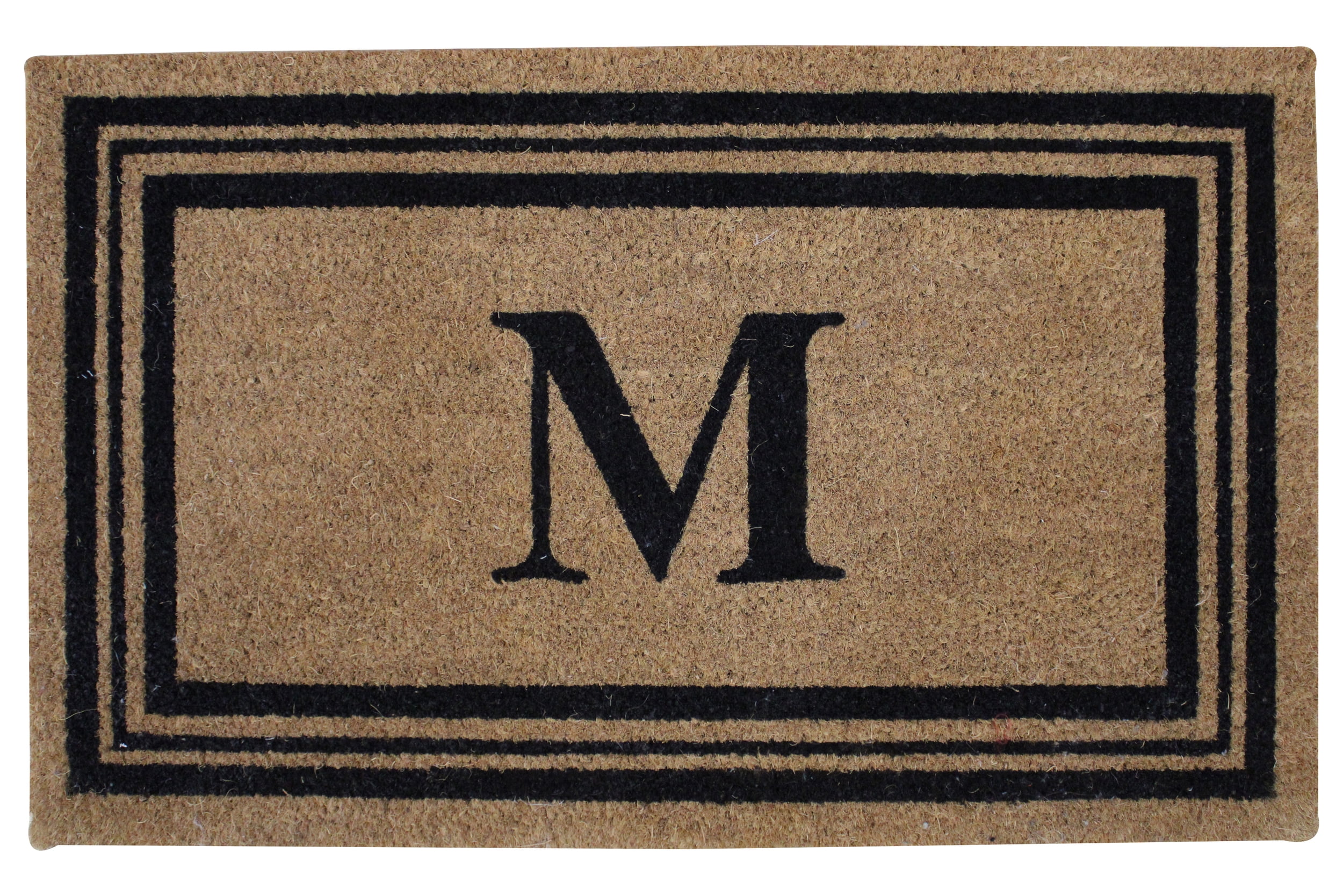 Monogram Printed Coir Fiber Doormat 18x28 Non-Slip Rug, Durable Outdoor ...