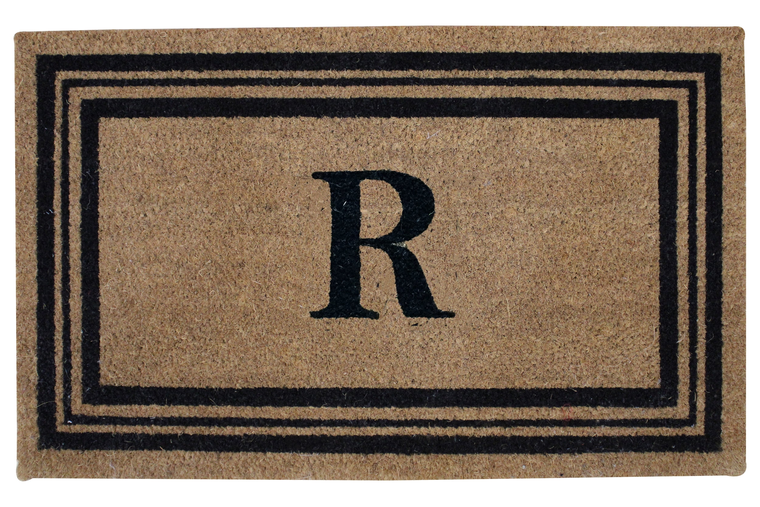 Monogram Printed Coir Fiber Doormat 18x28 Non-Slip Rug, Durable Outdoor ...