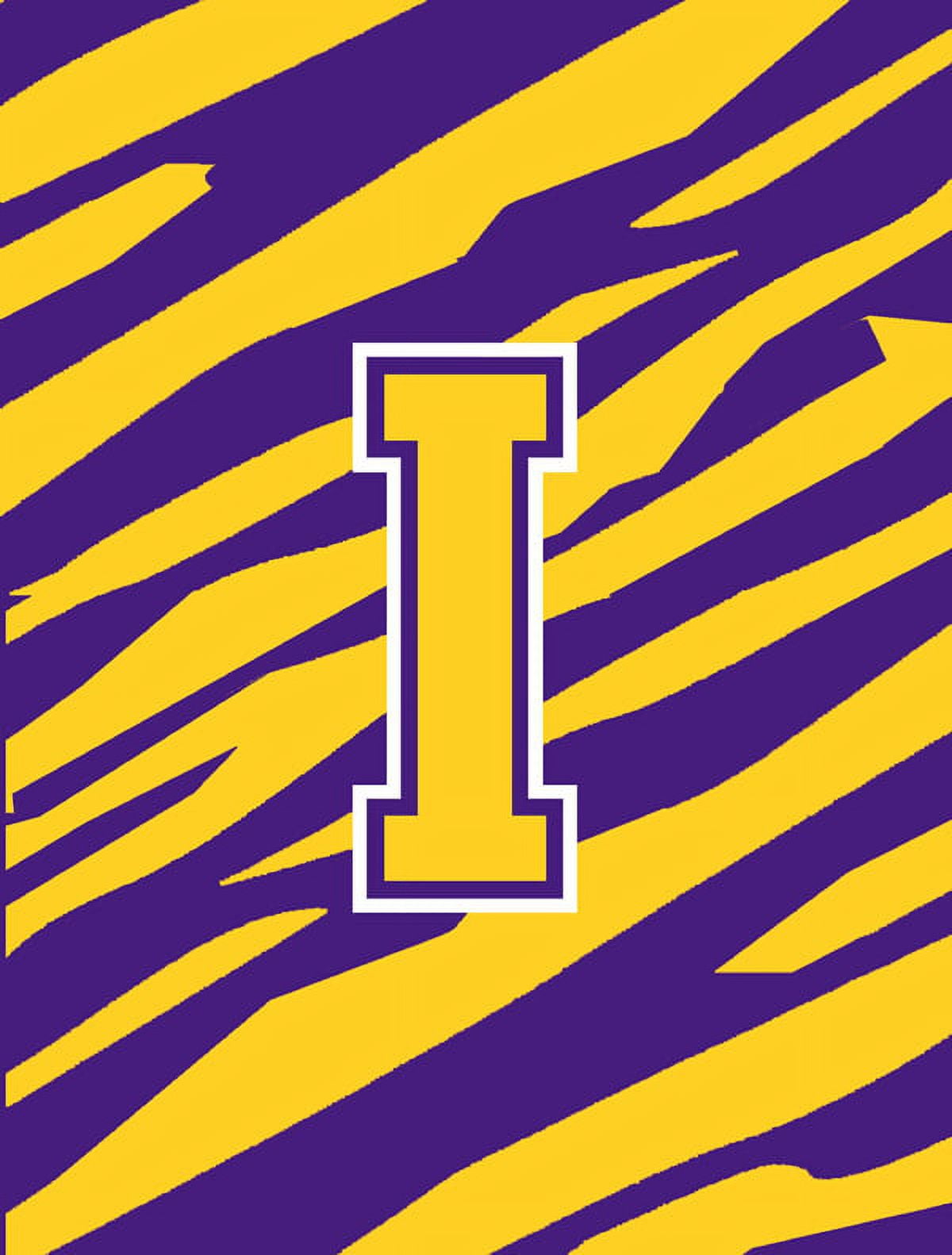 Monogram - Tiger Stripe - Purple Gold Initial I Monogram Initial Flag ...