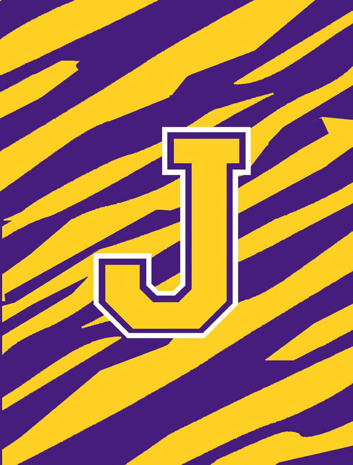 Monogram - Tiger Stripe - Purple Gold Initial J Monogram Initial Flag ...