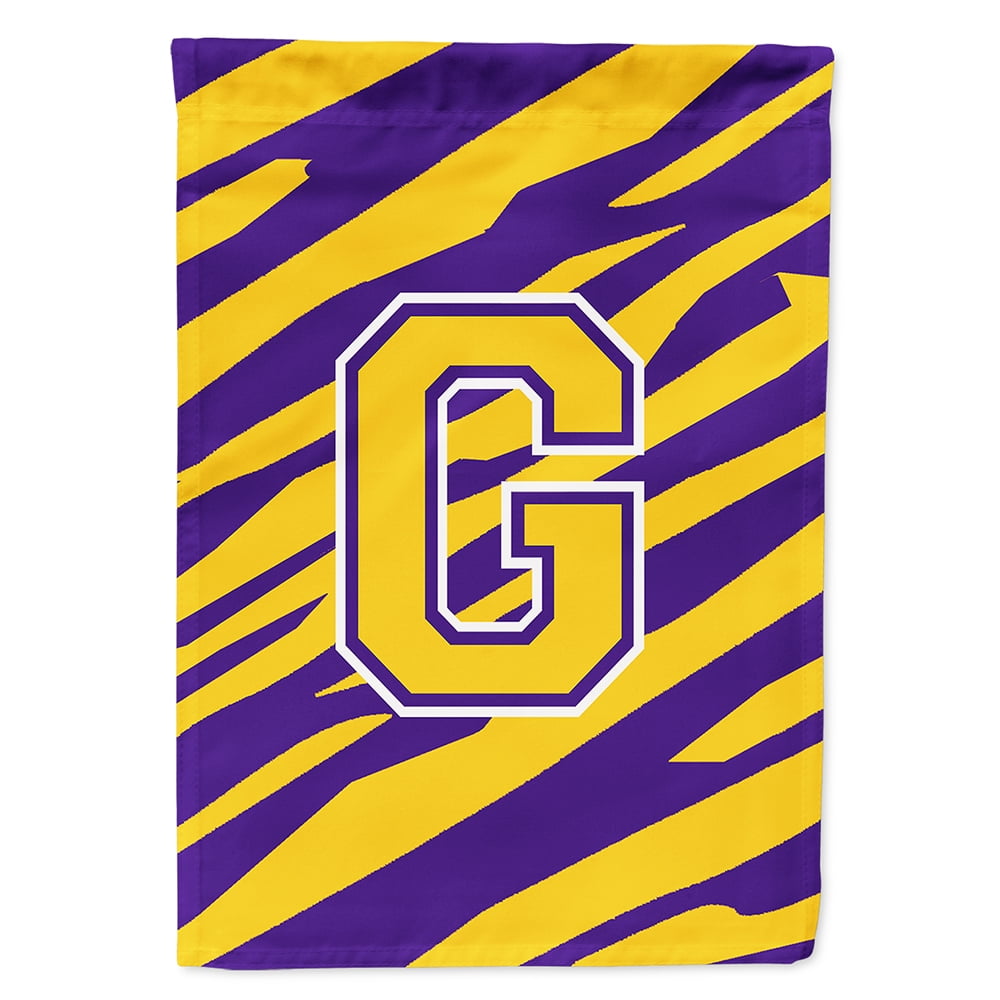 Monogram - Tiger Stripe - Purple Gold Letter G Monogram Initial Flag ...