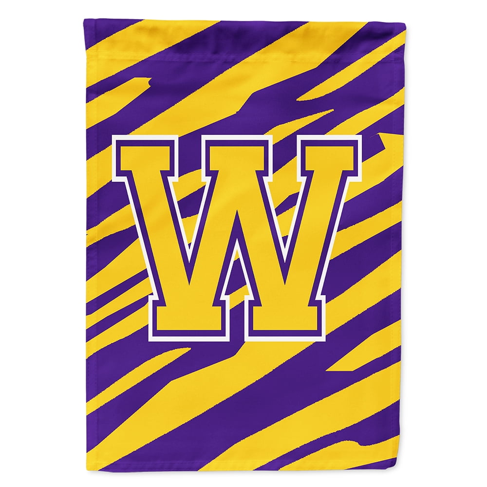 Monogram - Tiger Stripe - Purple Gold Letter W Monogram Initial Flag ...
