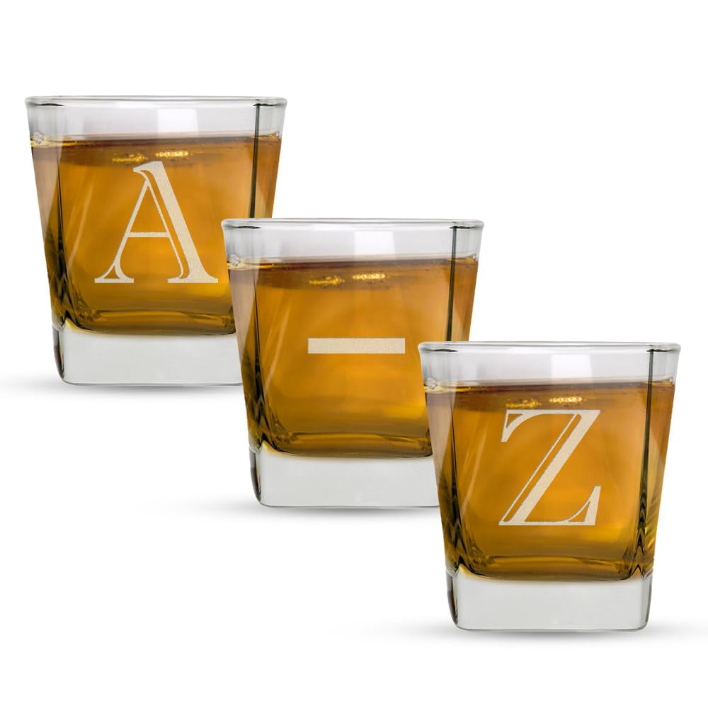 Monogram Whiskey Glasses 2 pcs - A - Z Customized Ideal for Crafting ...
