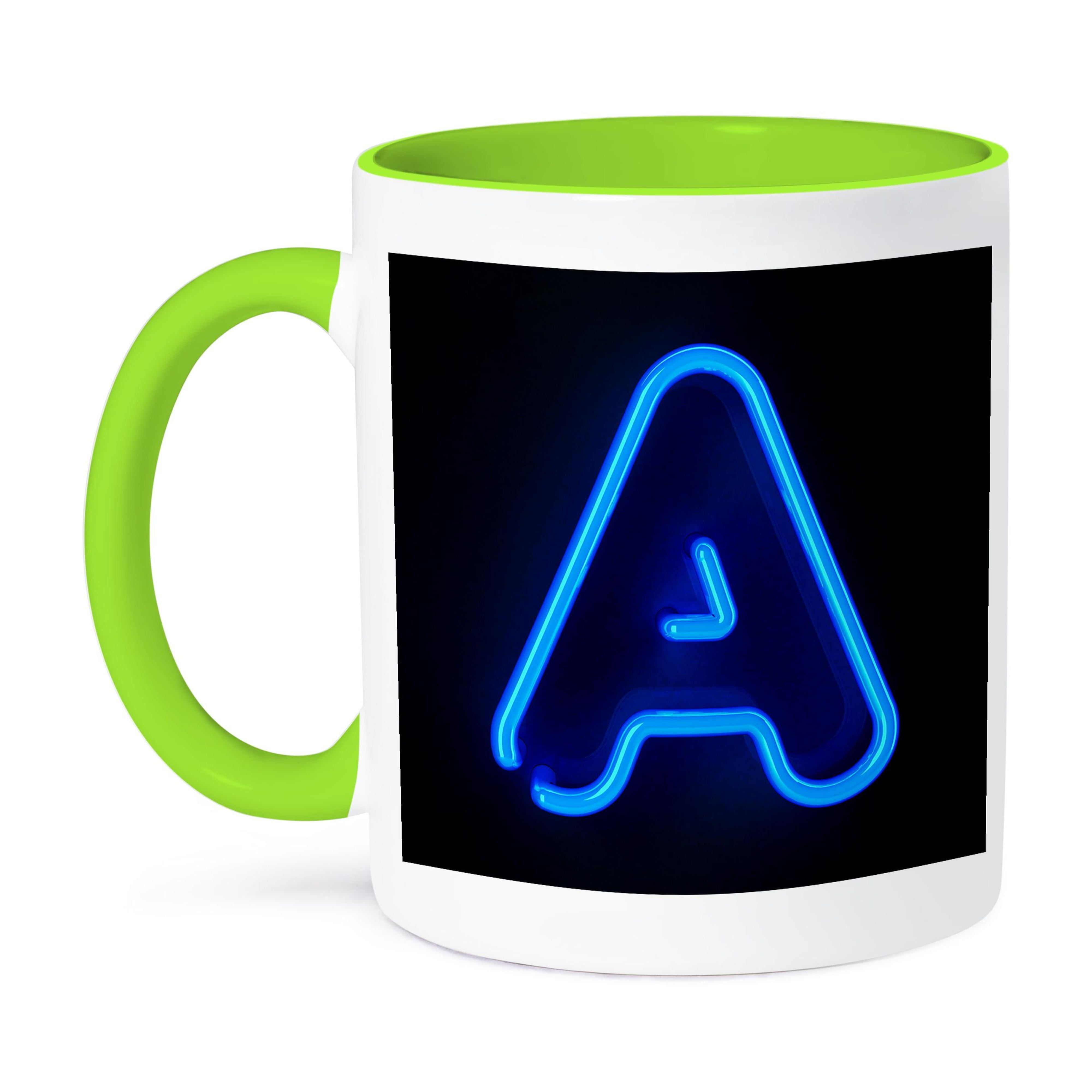 3dRose, Monogram letter A abstract neon blue lit shining illuminated ...