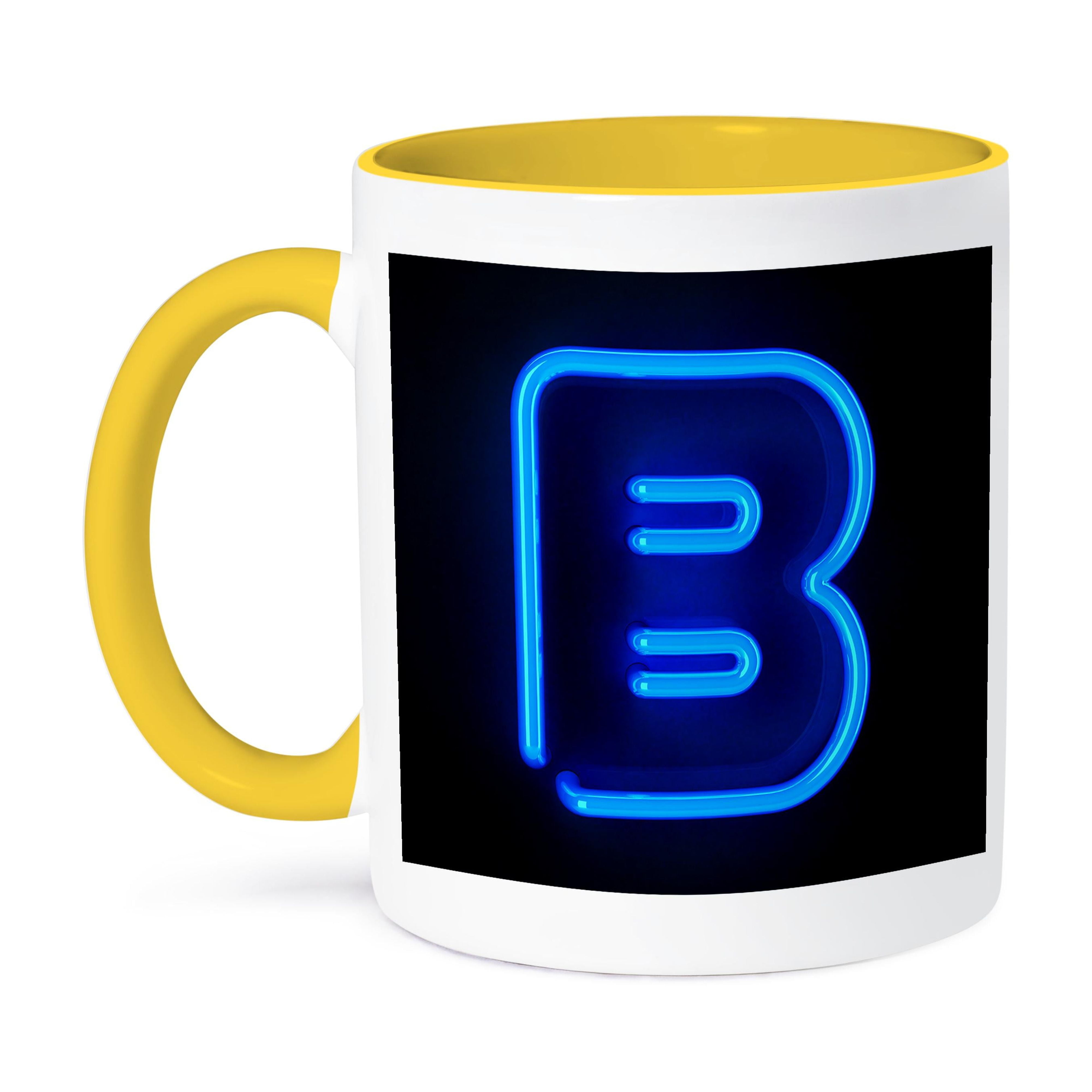 3dRose, Monogram letter B abstract neon blue lit shining illuminated ...