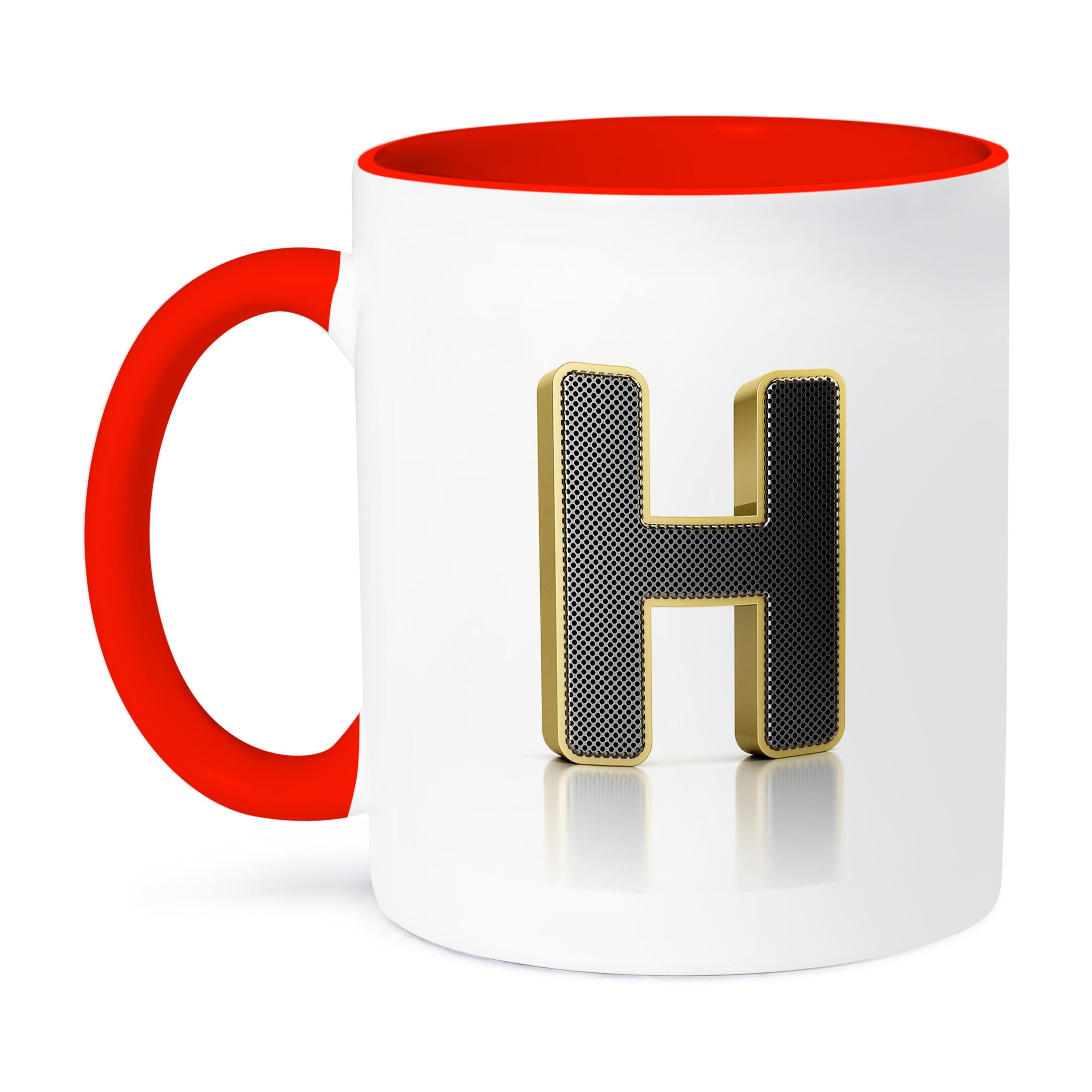 3dRose, Monogram letter H in golden metal with perforated front in gray ...