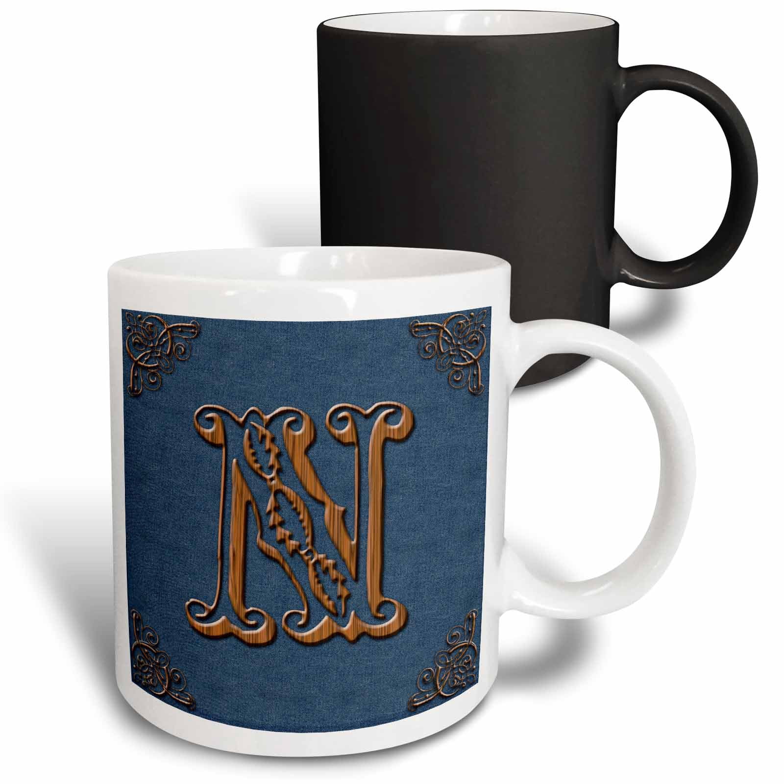 Monogram letter N in Victorian Western font that looks like carved oak ...