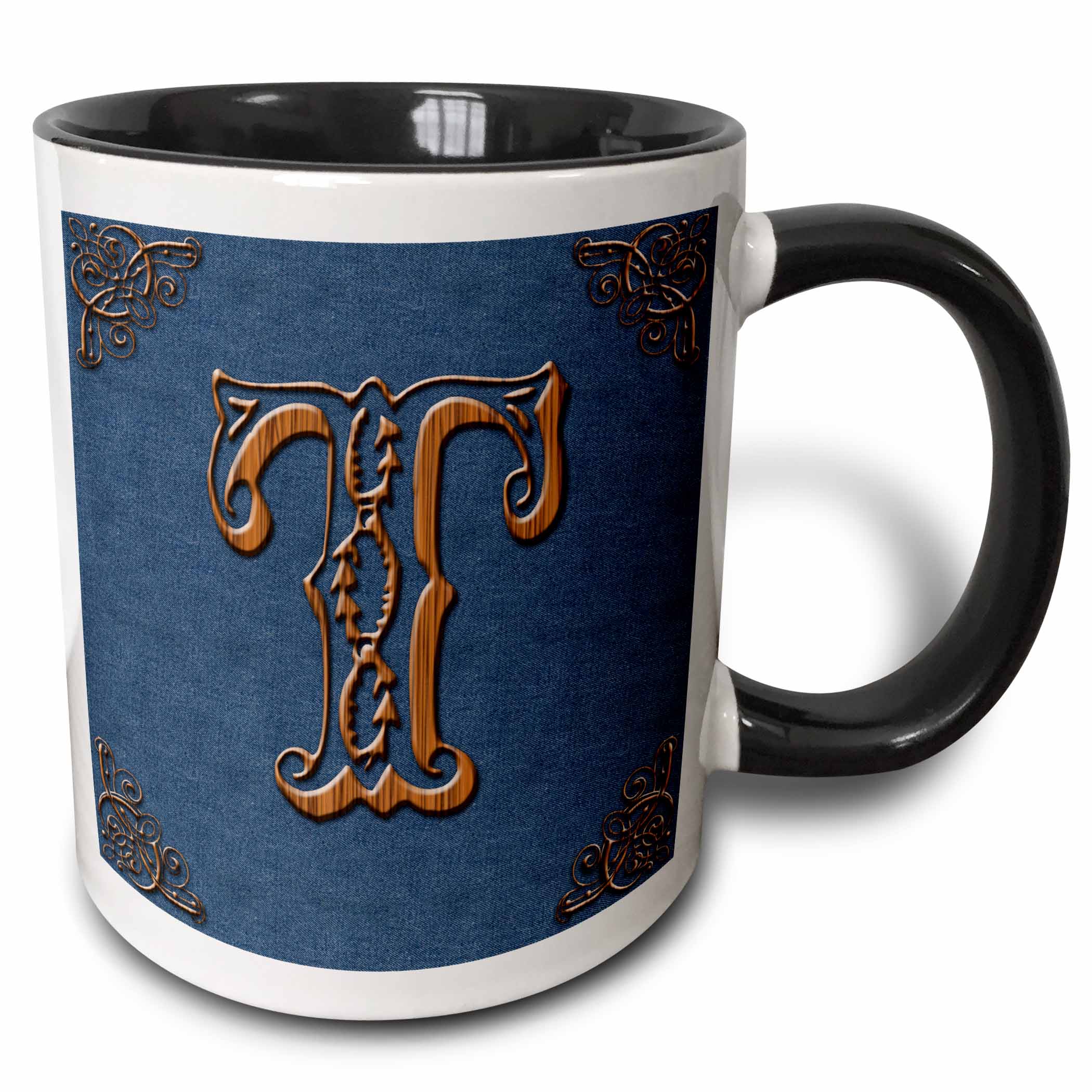 Monogram letter T in Victorian Western font that looks like carved oak ...