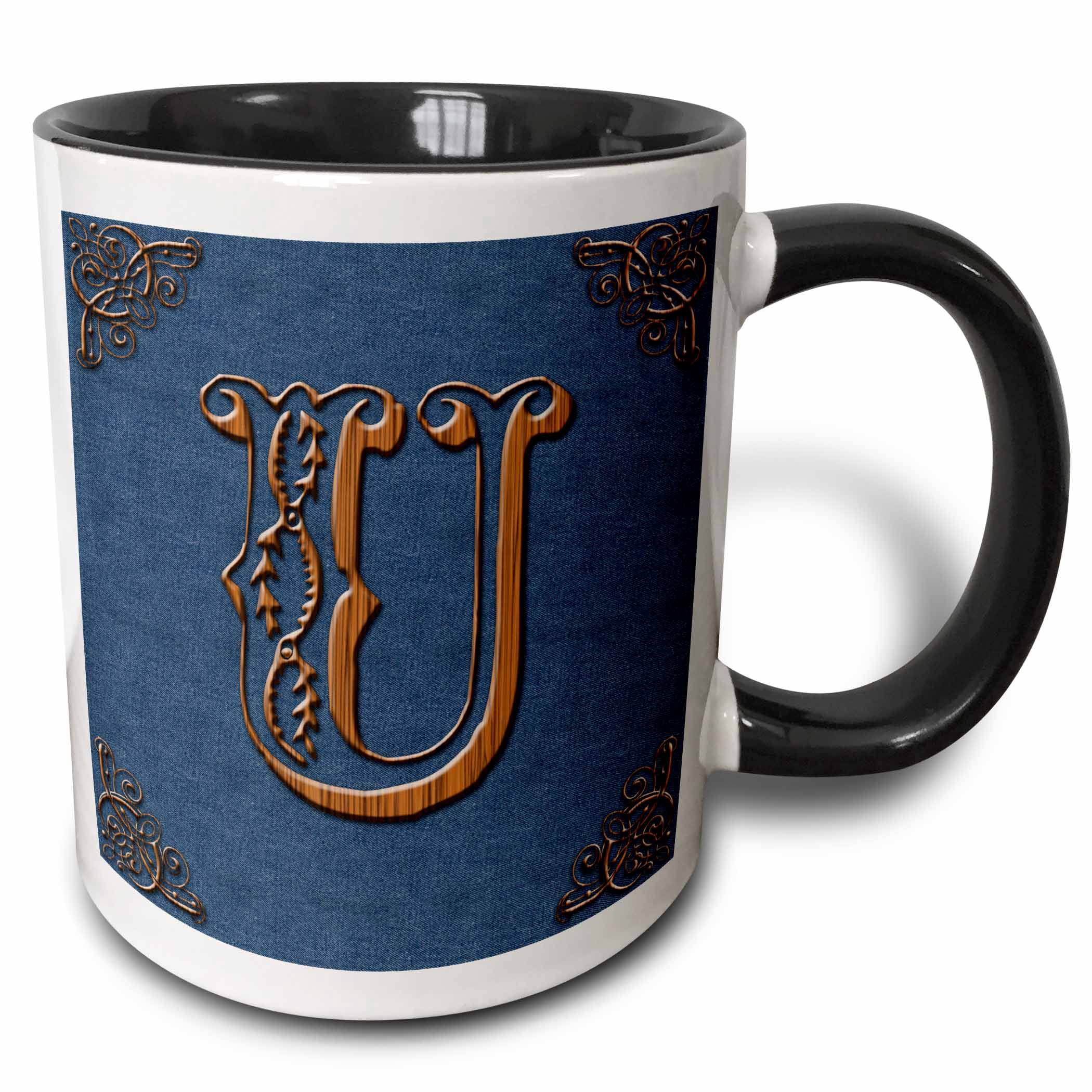 Monogram letter U in Victorian Western font that looks like carved oak ...