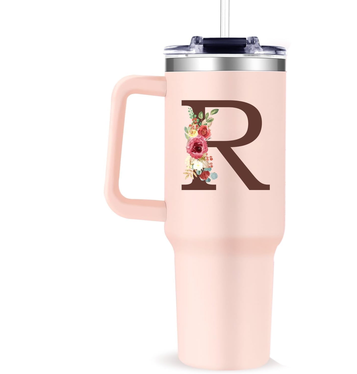 Monogrammed 40oz Tumbler with Handle for Women, Personalized Birthday ...