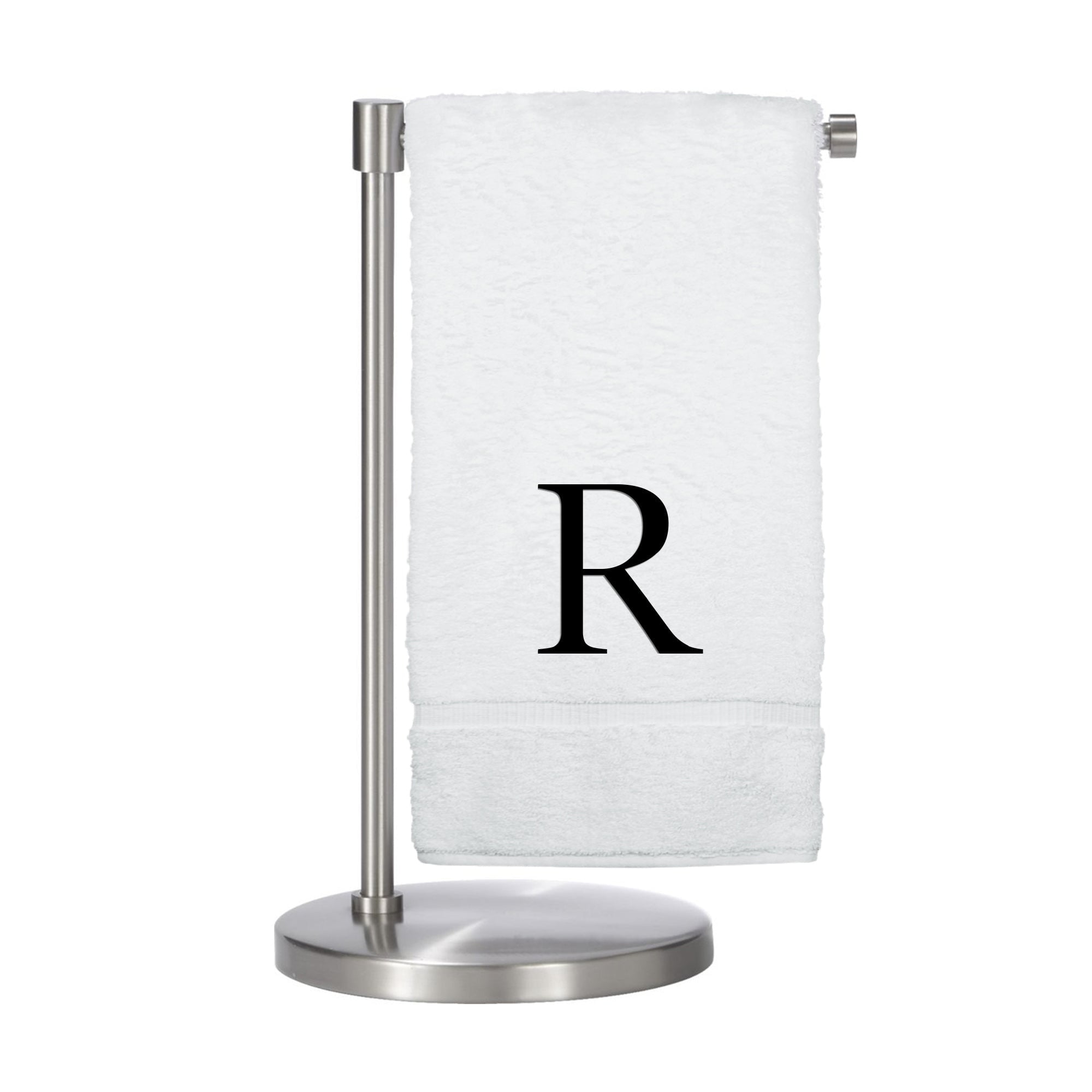 Monogrammed Bath Towel, Personalized Gift, Set of 2- Black Block Letter ...