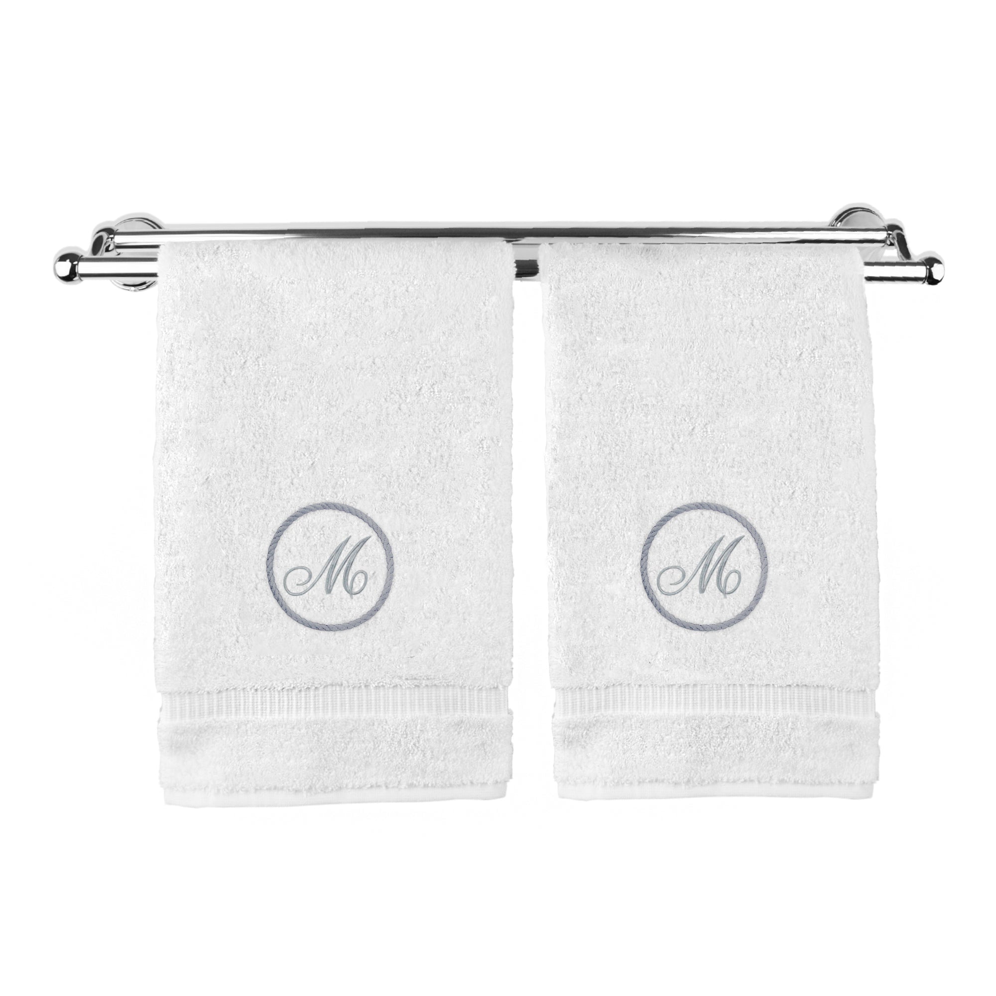 Monogrammed Hand Towel, Personalized Gift, 16 x 30 Inches - Silver ...
