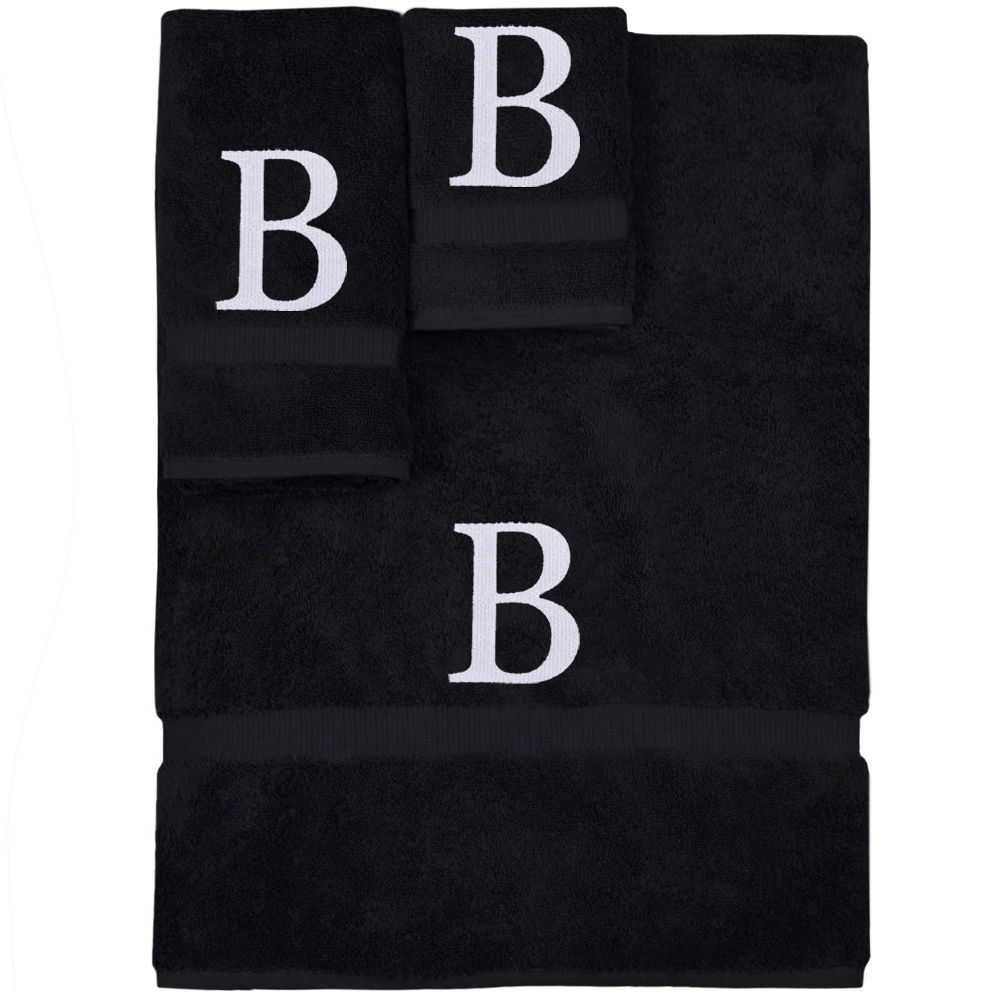 Monogrammed Towel Set, Personalized Gift, Set of 3- White Block Letter ...