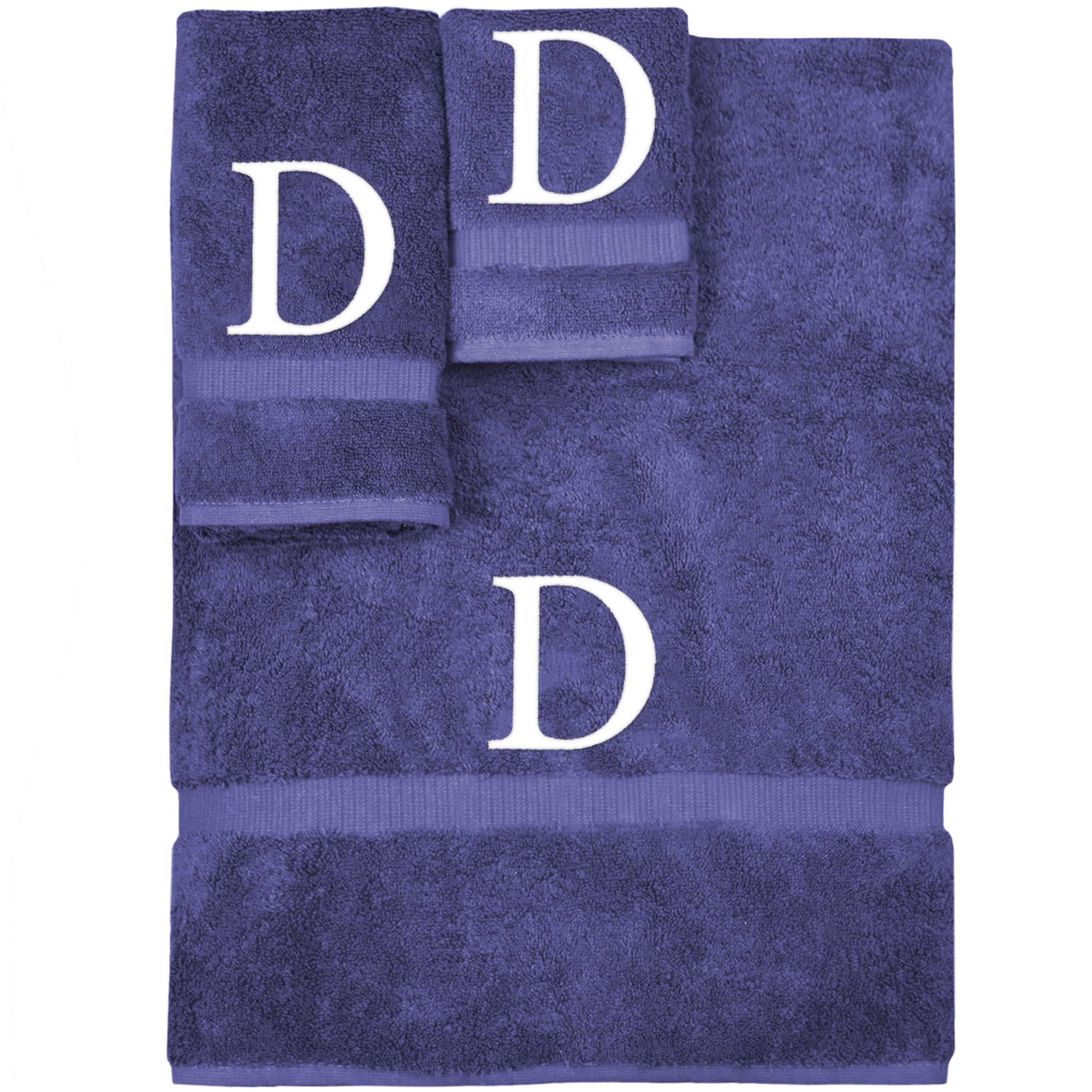Monogrammed Towel Set, Personalized Gift, Set of 3- White Block Letter ...