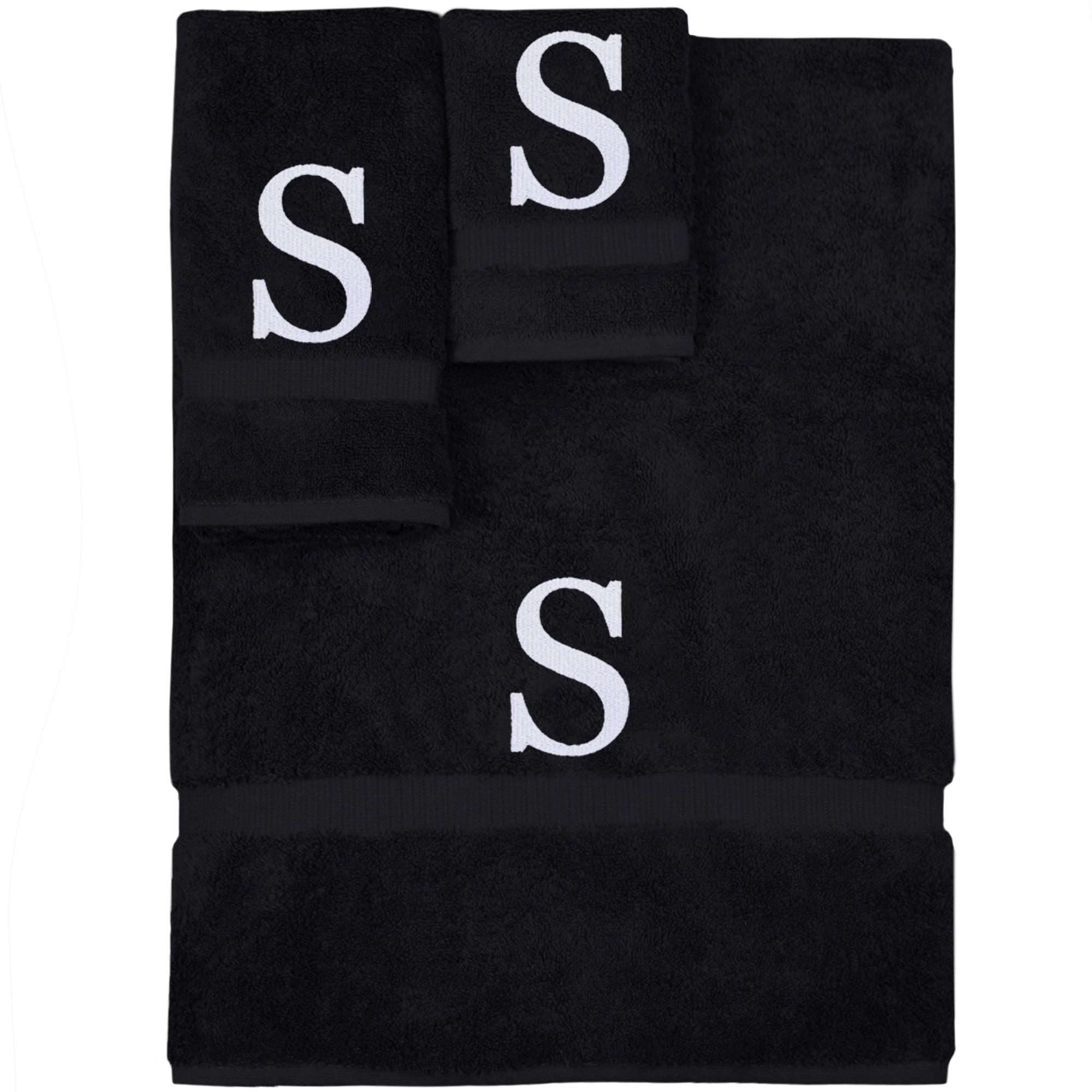 Monogrammed Towel Set, Personalized Gift, Set of 3- White Block Letter ...