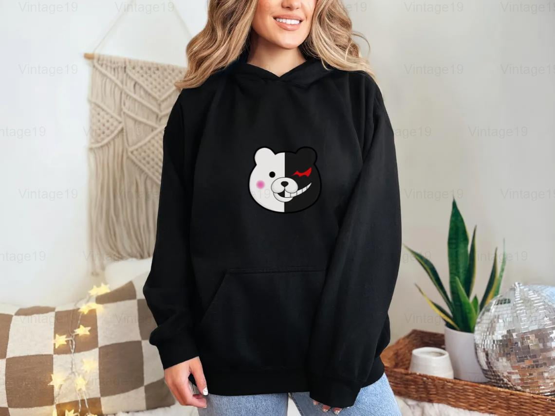 Monokuma Face Hoodie with Dark Danganronpa Anime Style, for men & women ...