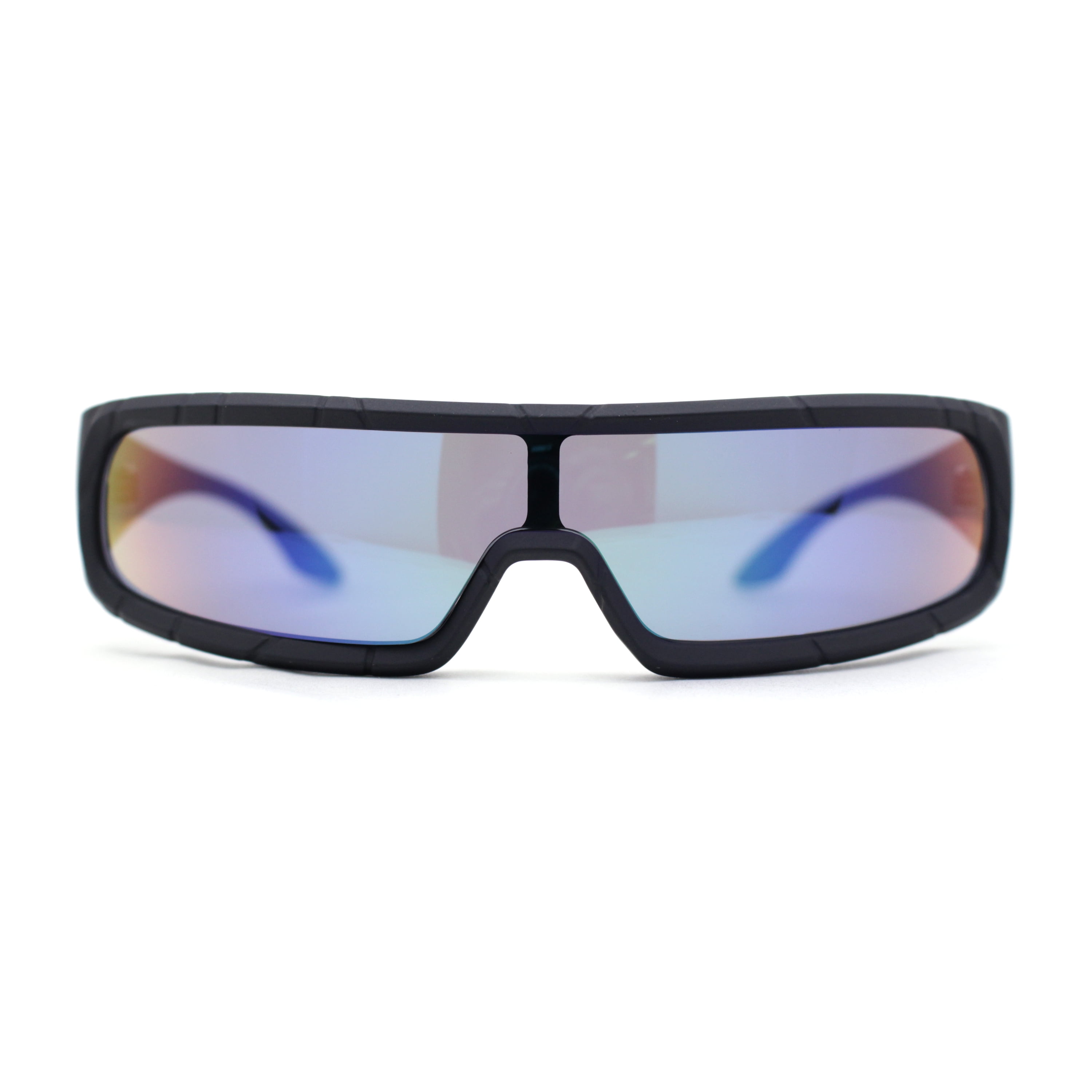 Monolens Narrow Shield Cyclops Wrap Robotic Plastic Sunglasses Black ...