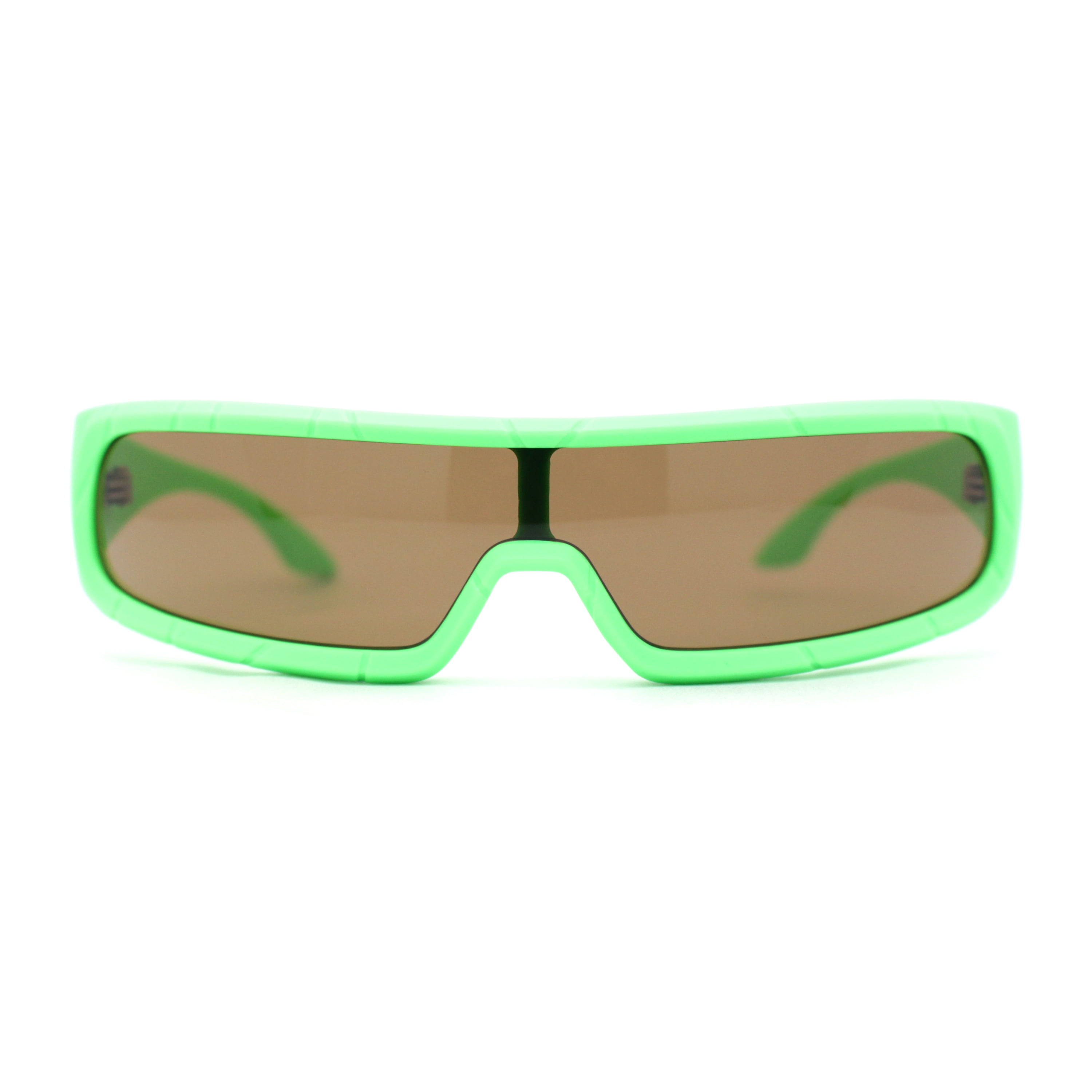 Monolens Narrow Shield Cyclops Wrap Robotic Plastic Sunglasses Green ...