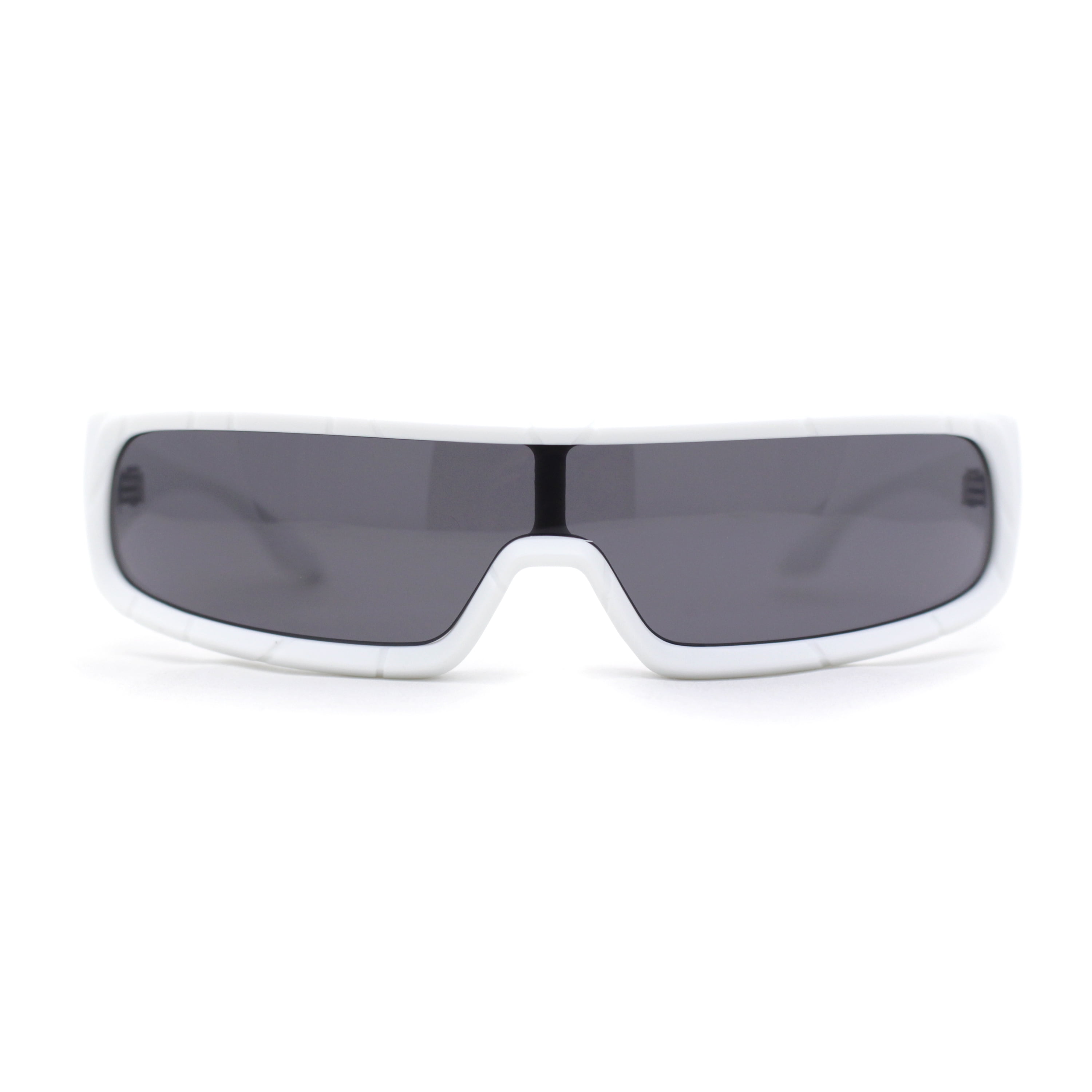 Monolens Narrow Shield Cyclops Wrap Robotic Plastic Sunglasses White ...