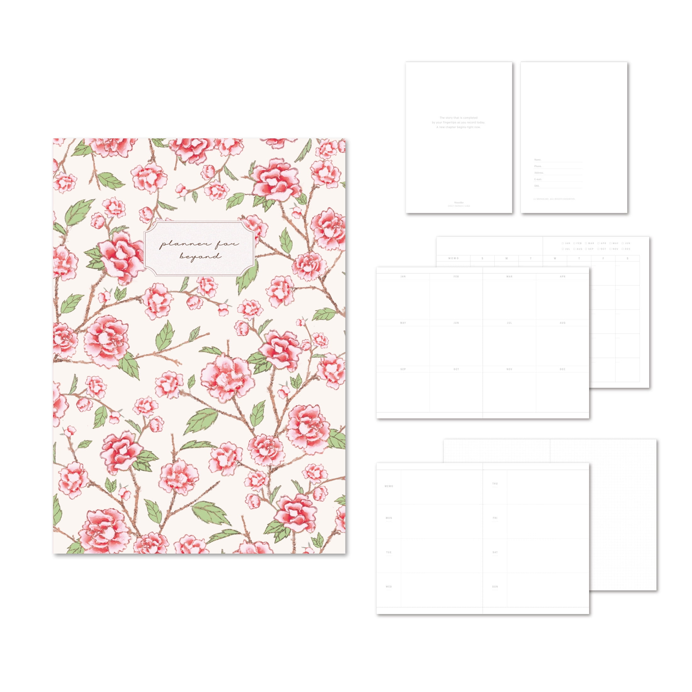 Monolike BASIC Minhwa 6-Month Undated Planner, Peony - Undated Academic ...