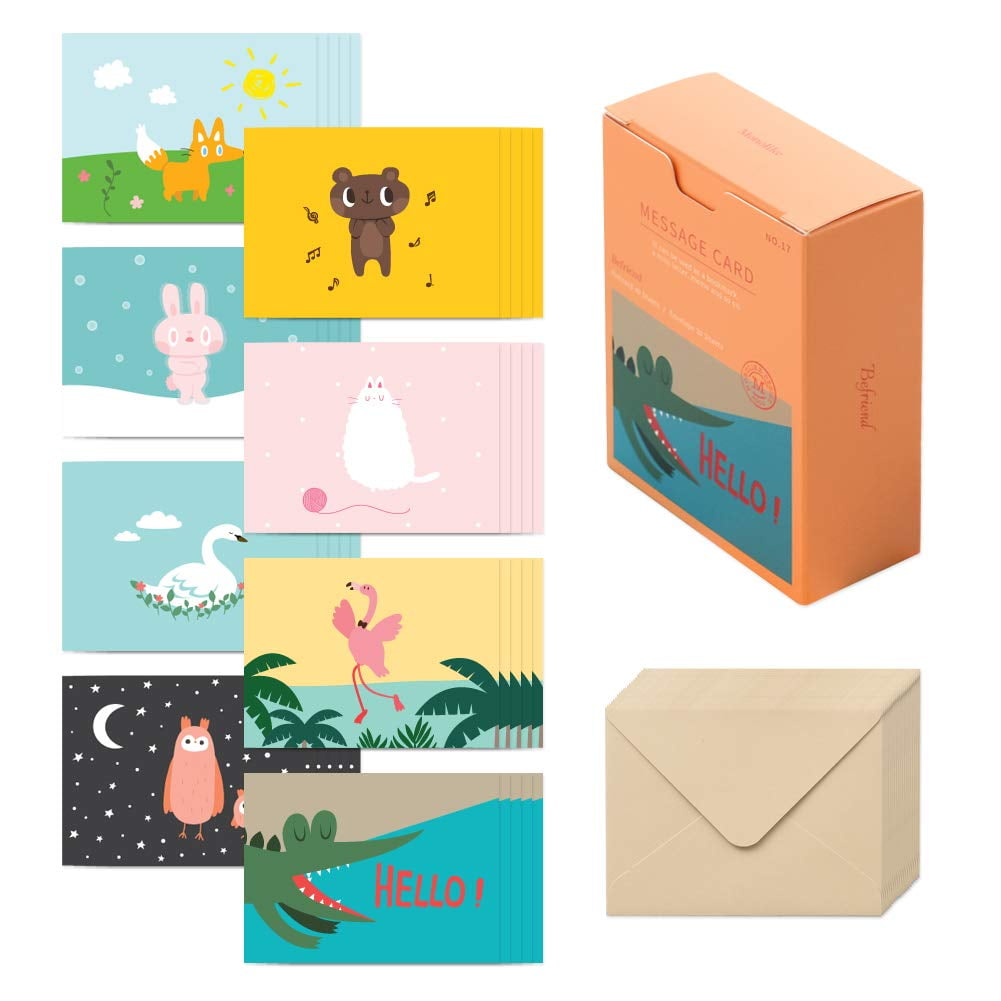Monolike Message Befriend Card - Mix 40 Mini Single cards, 20 envelopes ...