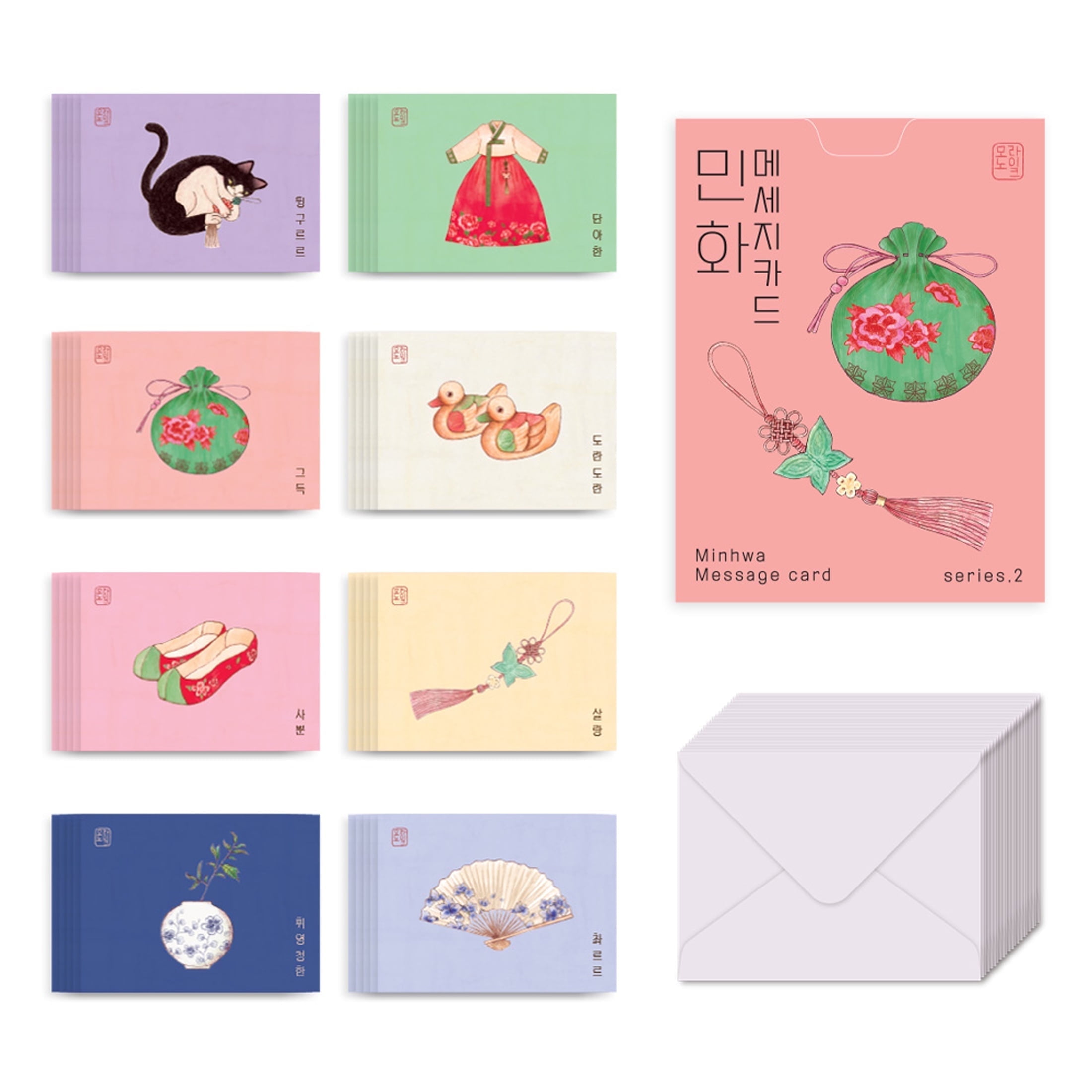 Monolike Message Minhwa Series. 2 Card - Mix 40 Mini Single Cards, 20 ...