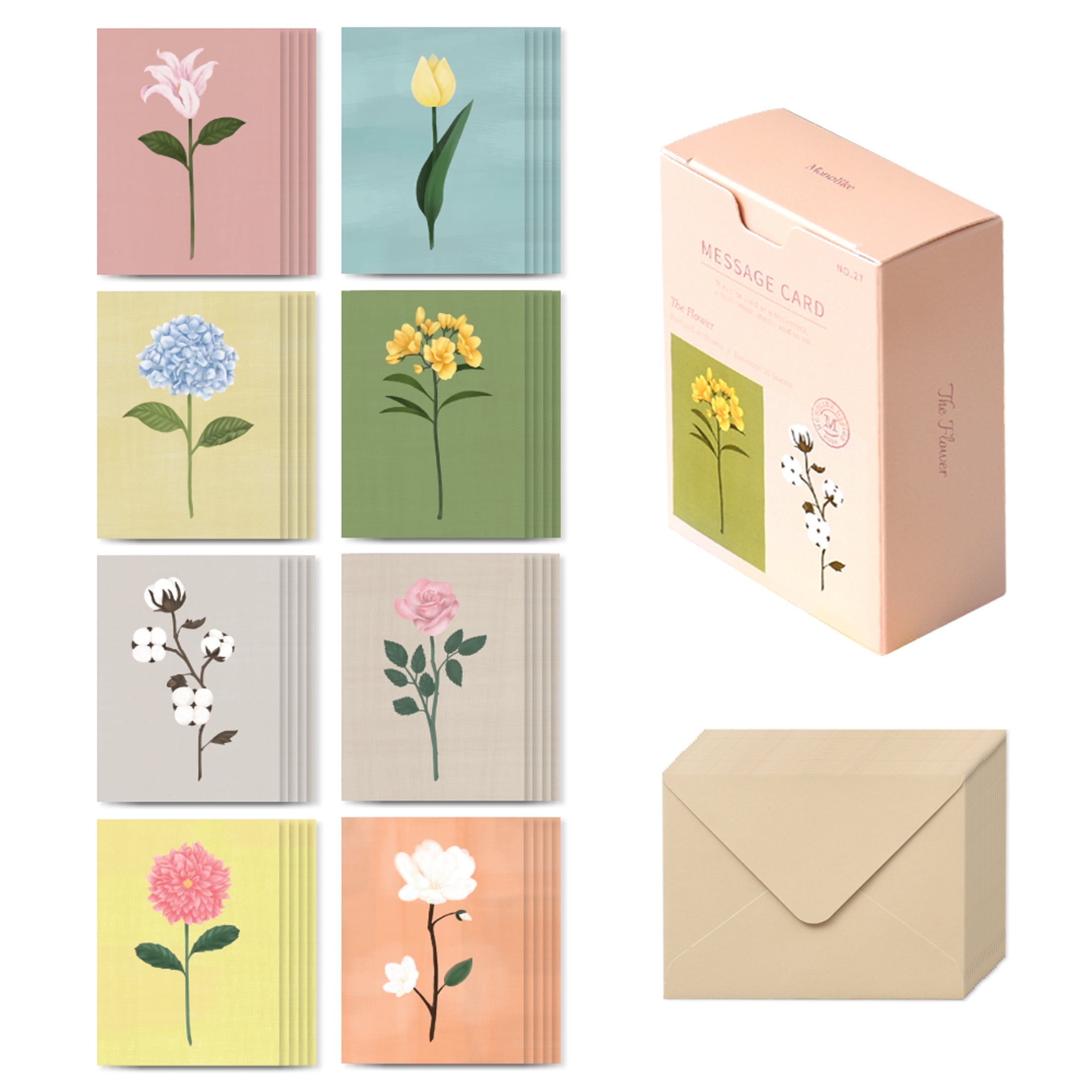 Monolike Message The Flower Card - Mix 40 Mini Single Cards, 20 ...