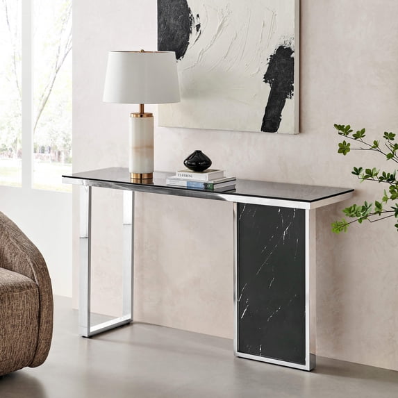 Monolith Chic Marble Console Table // Black - Walmart.com